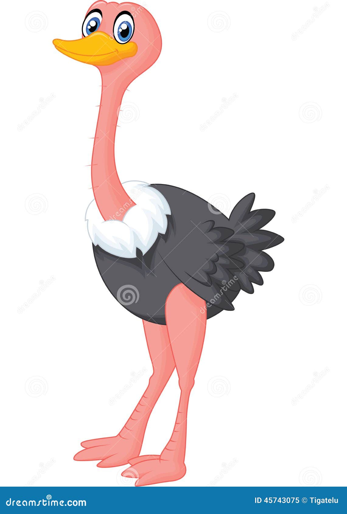 Cute ostrich cartoon stock vector. Illustration of mascot - 45743075