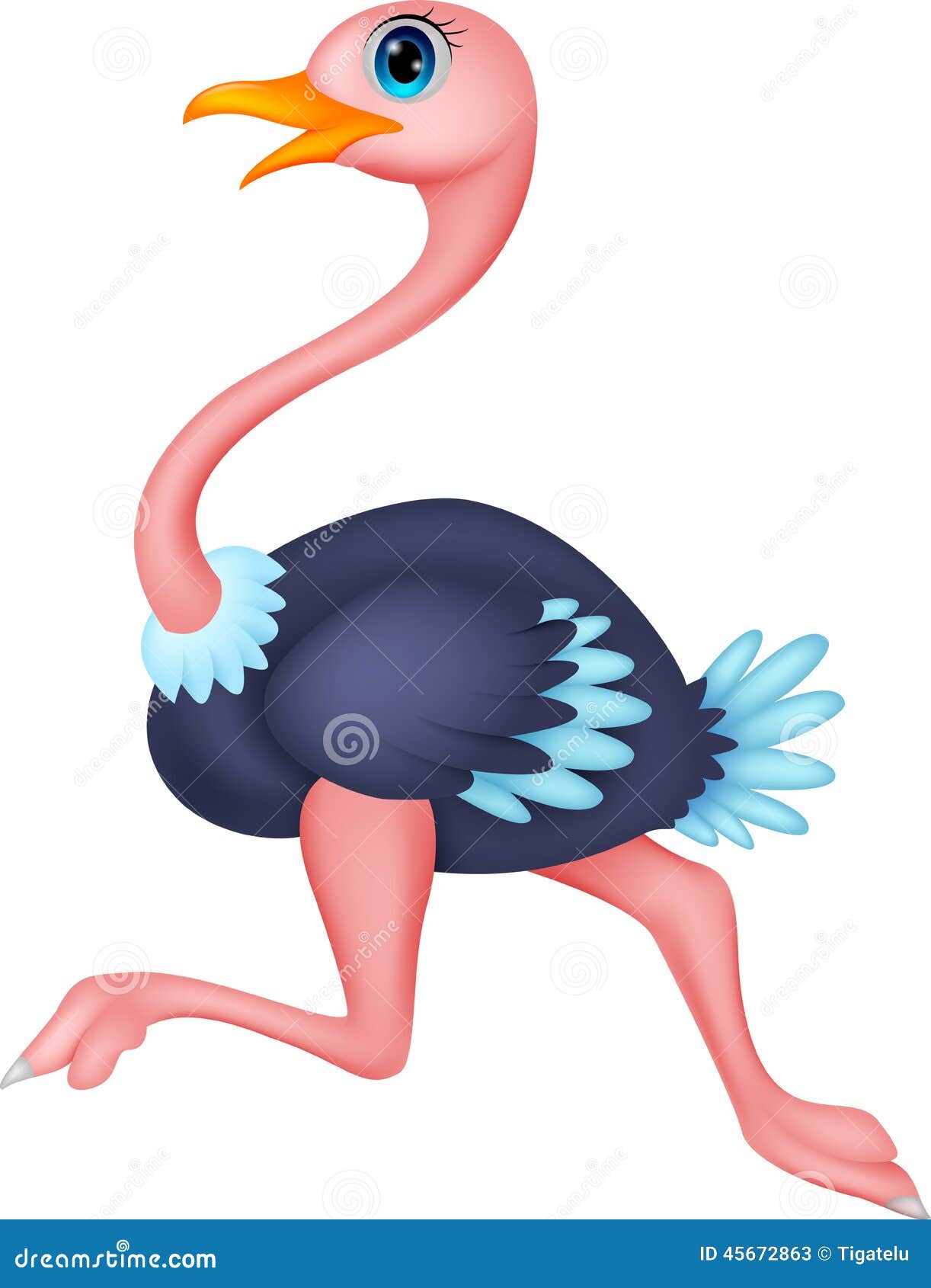 Cute Ostrich Cartoon Running Stock Vector - Illustration of races ...