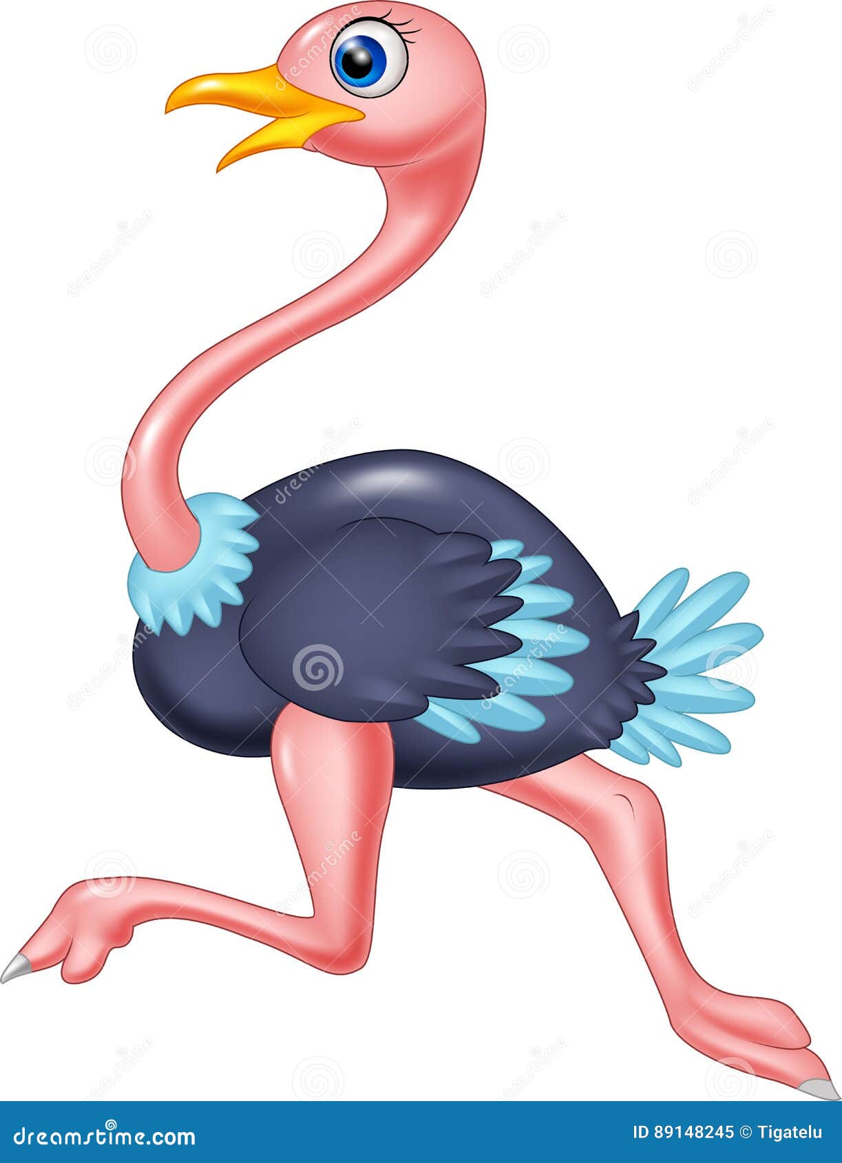 Cute Ostrich Cartoon Running Stock Vector - Illustration of cartoon ...