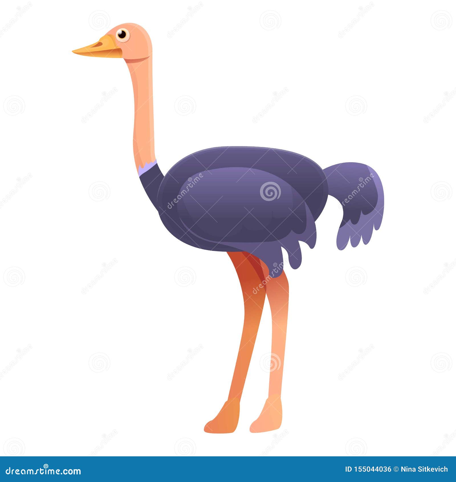 Ostrich Or Emu Icon Cartoon Endangered Wild Animal Symbol Wildlife ...