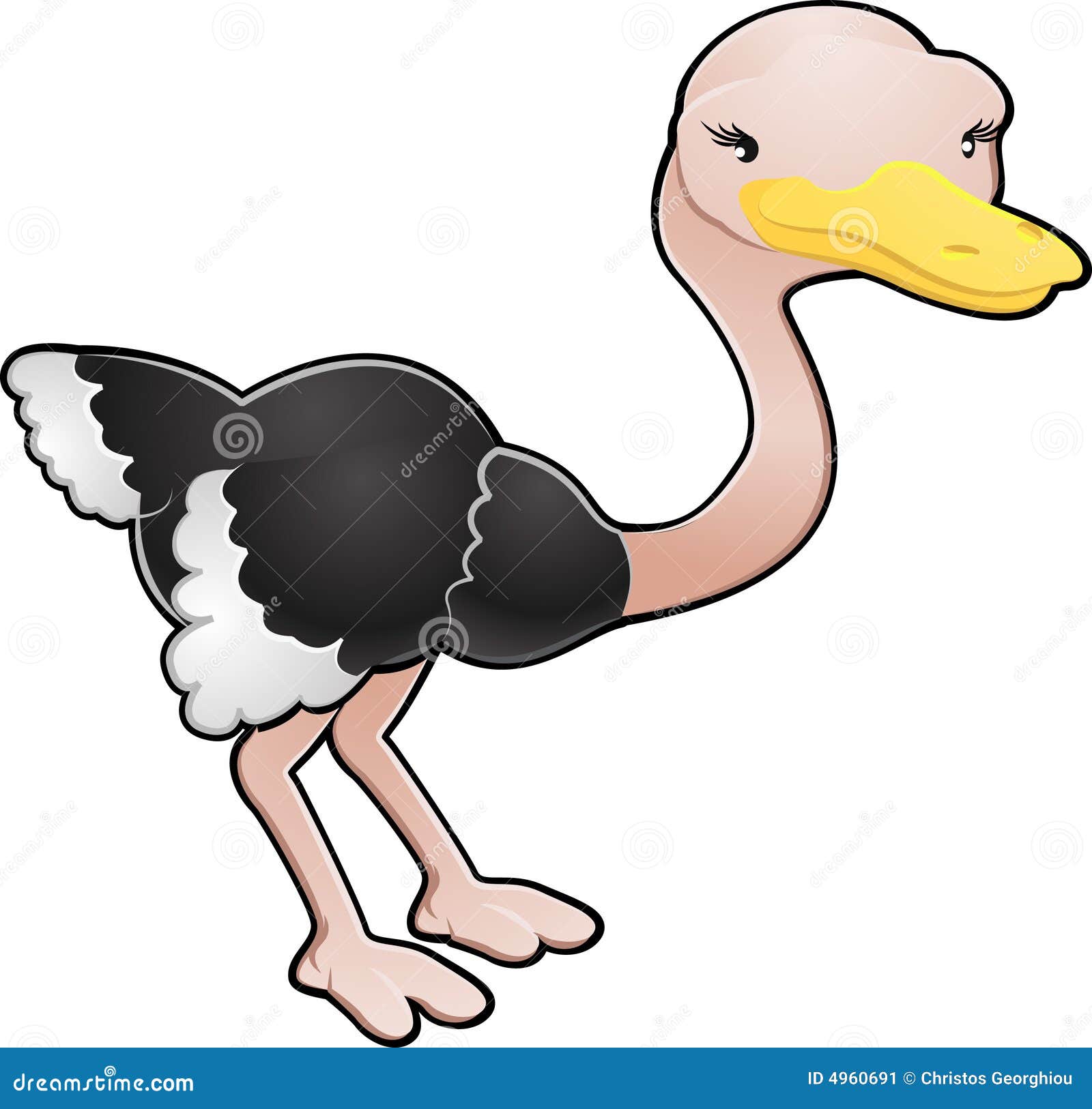 Cute Ostrich Cartoon Running Vector Illustration | CartoonDealer.com ...