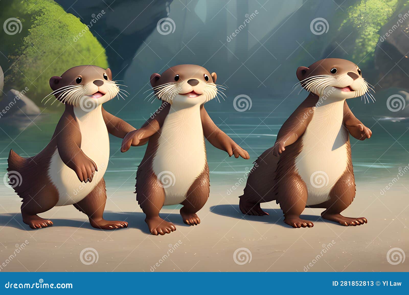 Cute Otter As the Main Character Stock Illustration - Illustration of ...