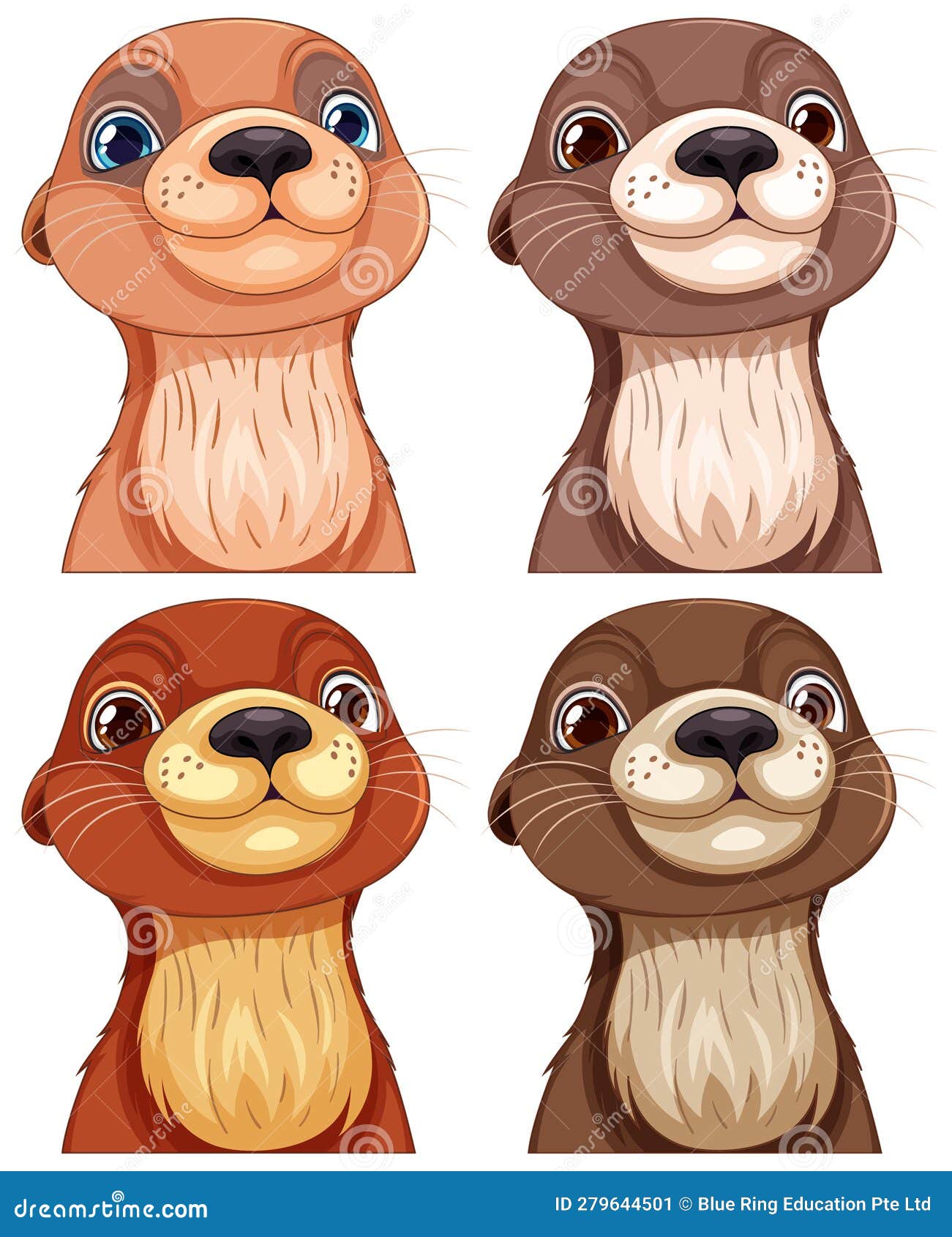 Cute Otter Cartoon Character Stock Vector - Illustration of brown ...