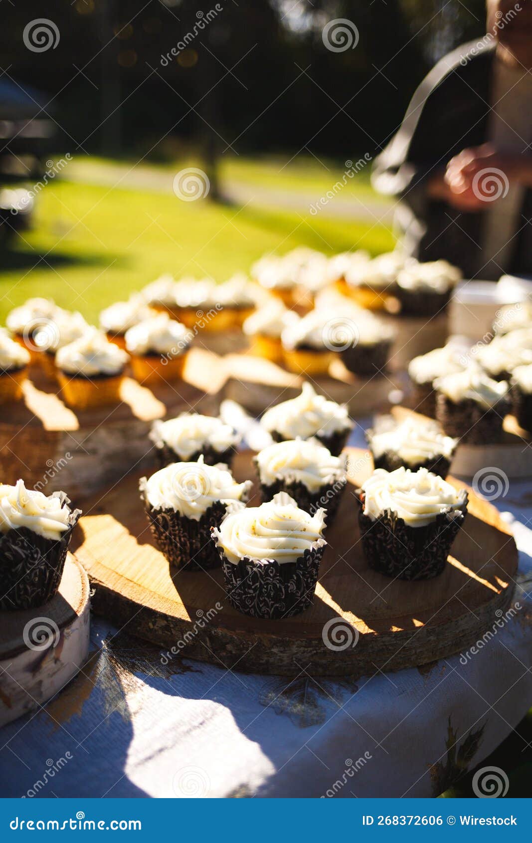 Cute Outdoor Catering Set Up with Cupcakes Stock Photo - Image of ...