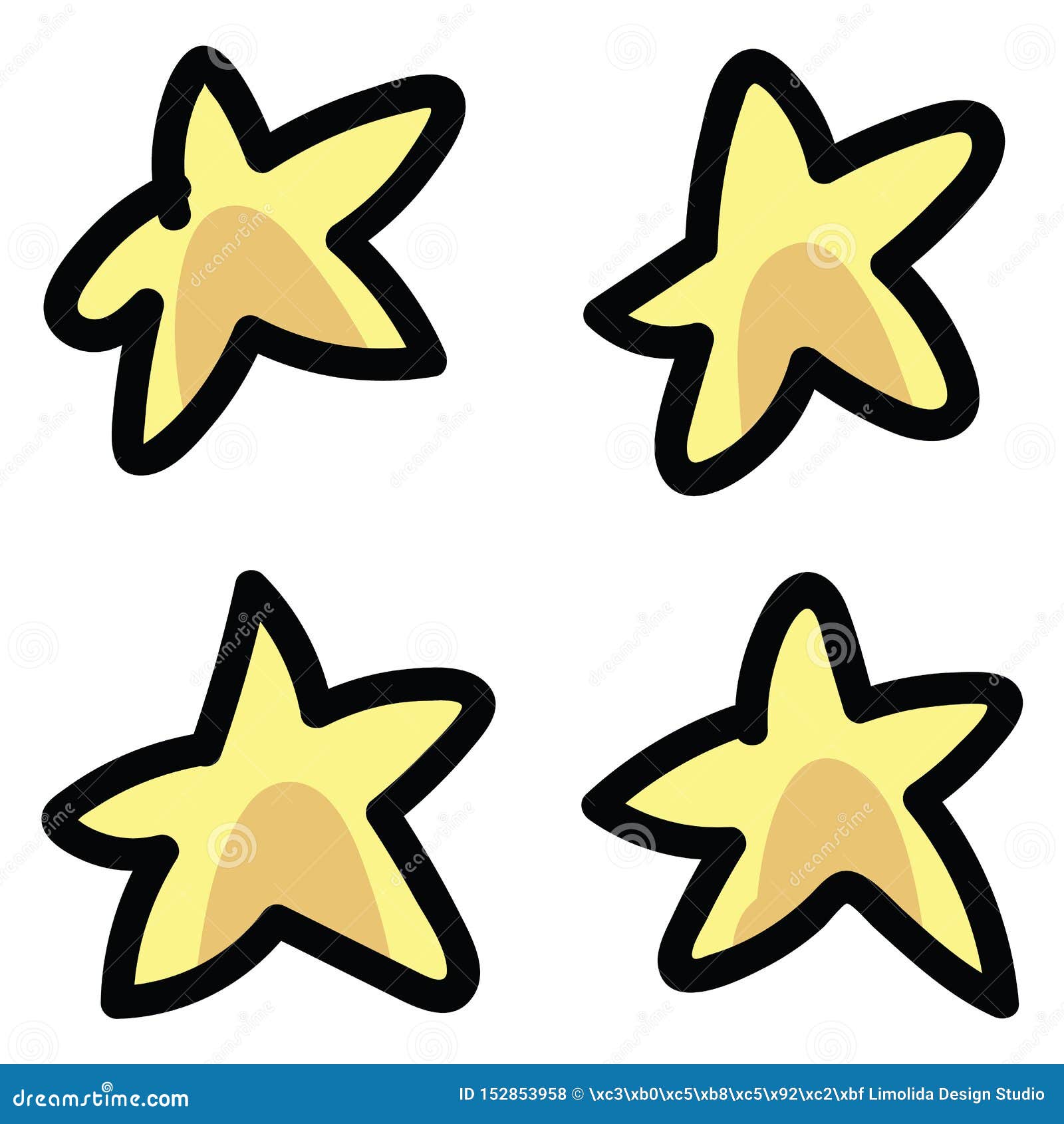 Cute Outer Space Stars Cartoon Vector Illustration Motif Set. Hand ... Cute Outer Space Stars Cartoon Vector Illustration Motif Set. Hand ...