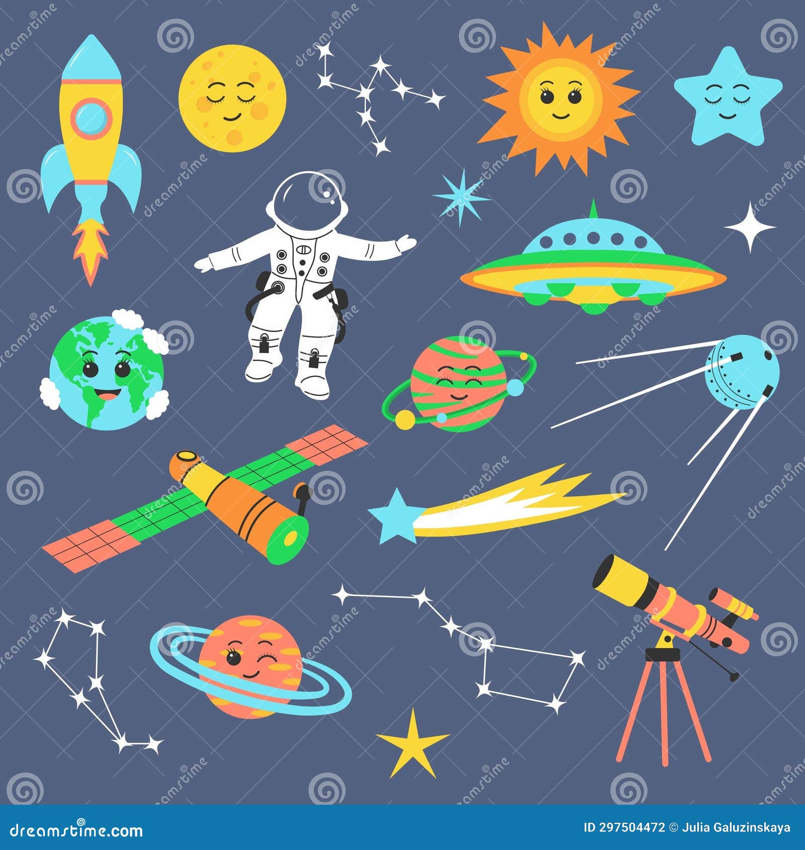 Cute Outer Space Set Vector Illustration | CartoonDealer.com #14138156 Cute Outer Space Set Vector Illustration | CartoonDealer.com #14138156