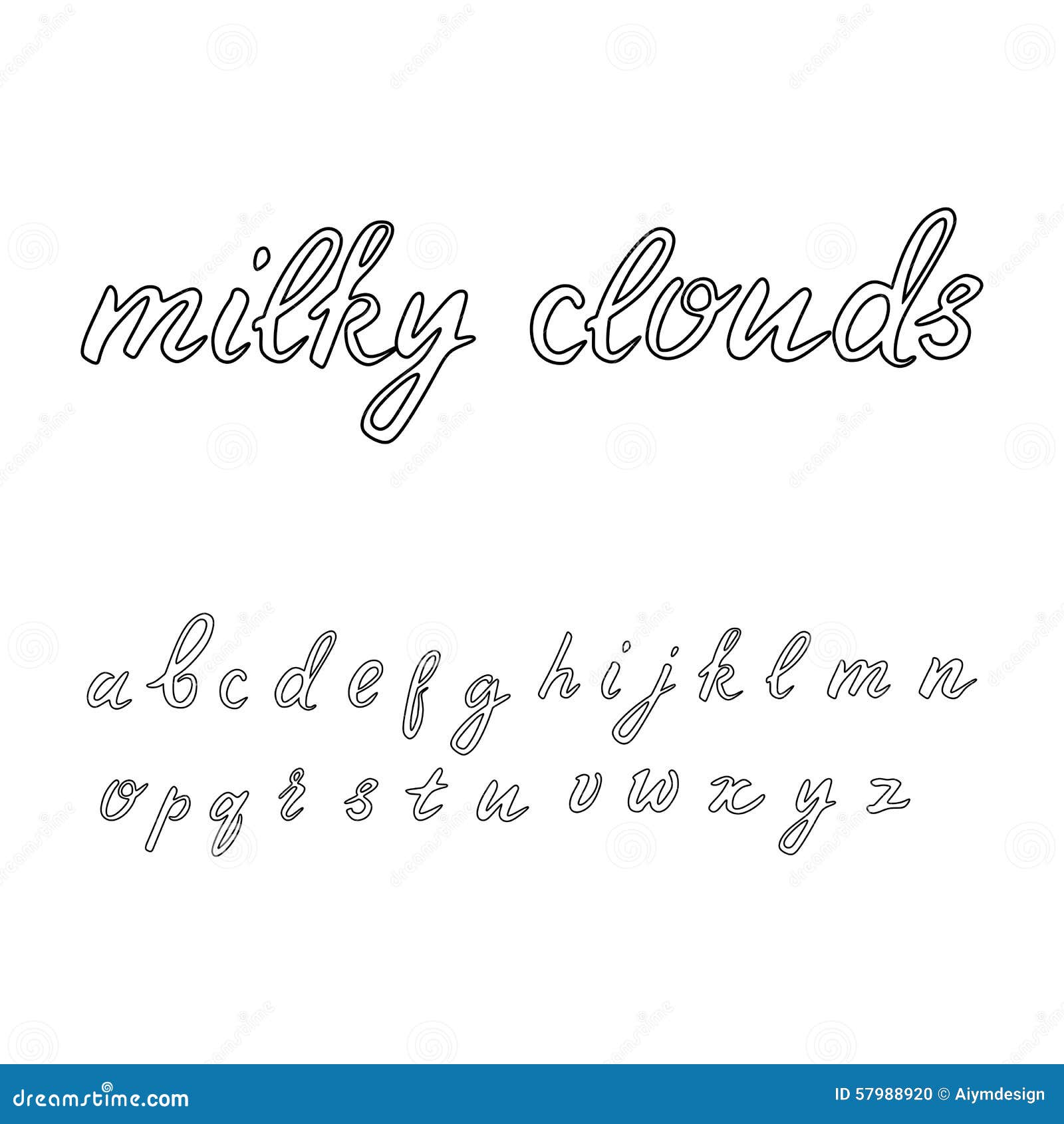 Cute Outlined Hand Written Font Stock Vector - Illustration of font ...