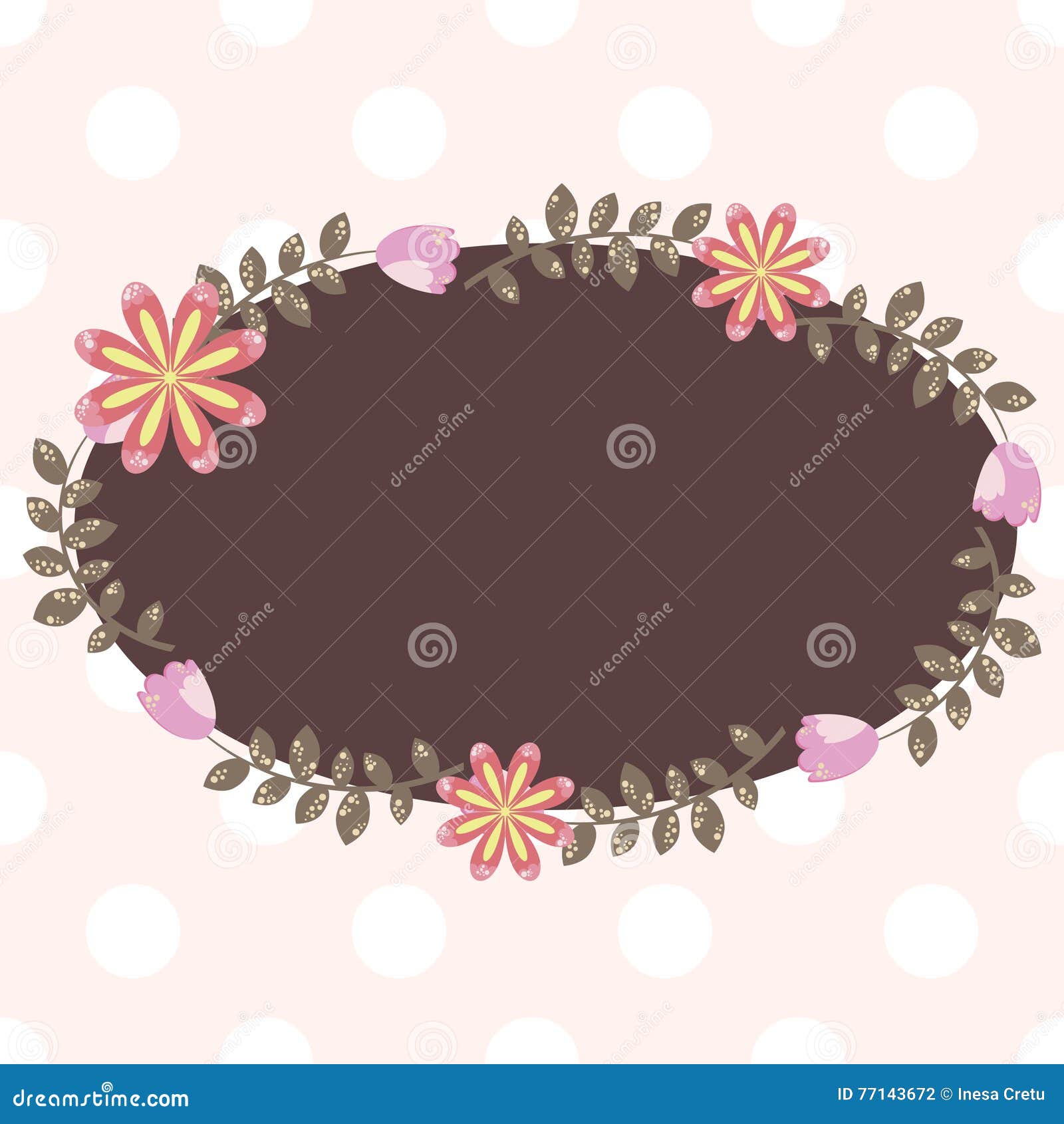 Cute Oval Frame Template. Doodle Mirror. Empty Shape Vector ...