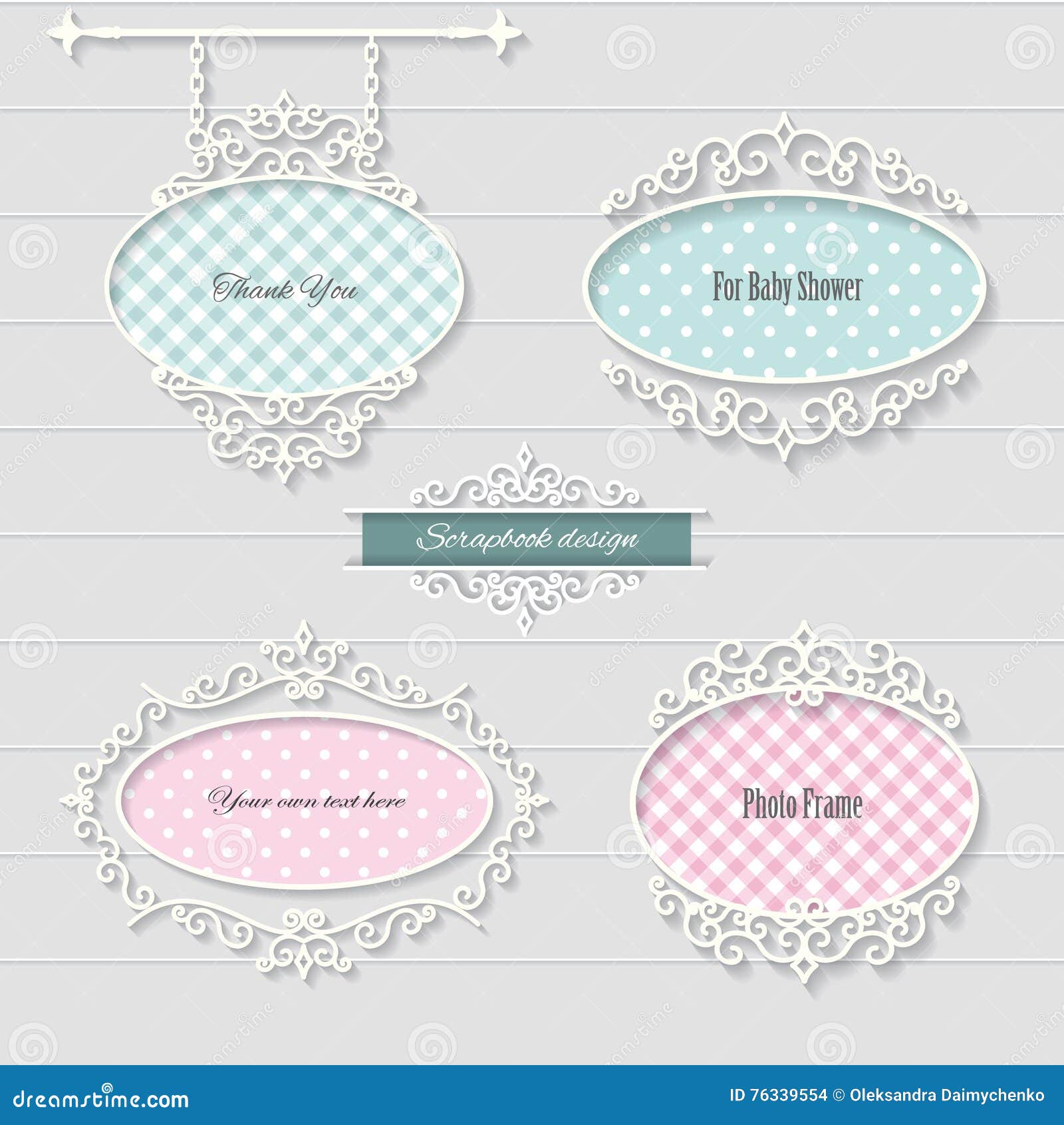 Cute Oval Frames and Signboard. Girly. Stock Vector - Illustration of ...