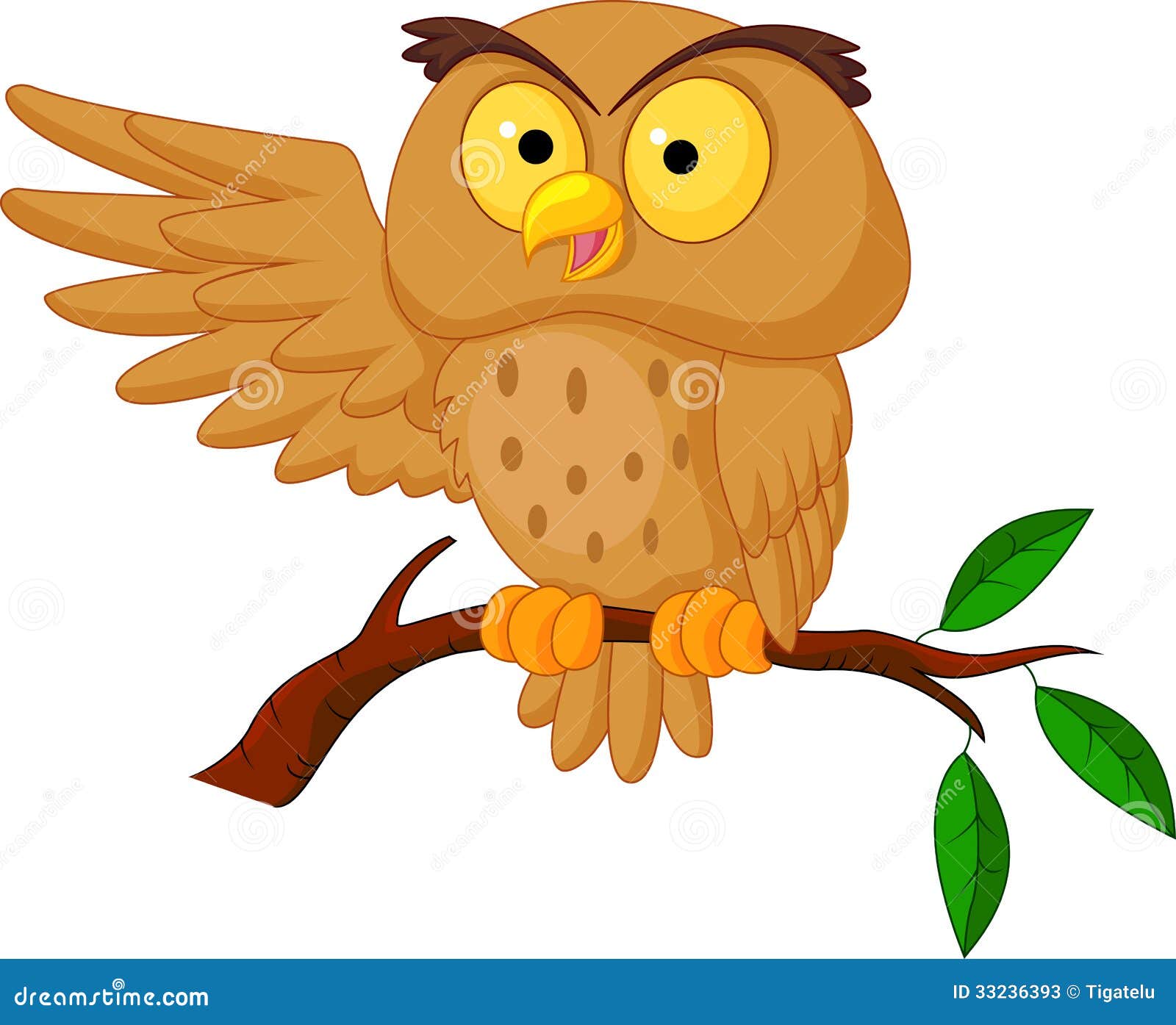 Cute owl cartoon waving stock vector. Illustration of eyes - 33236393