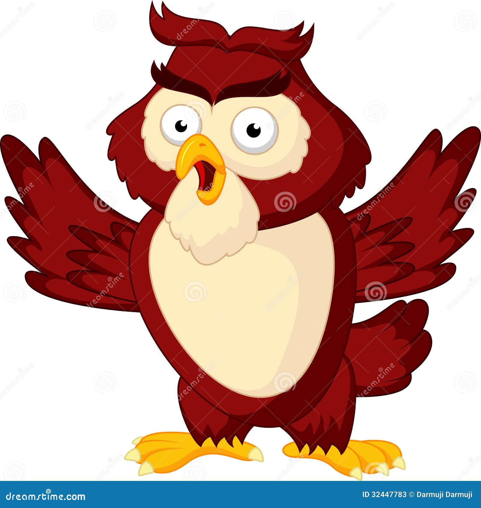 Cute Owl Cartoon Waving Wing Stock Vector - Illustration of happy, face ...