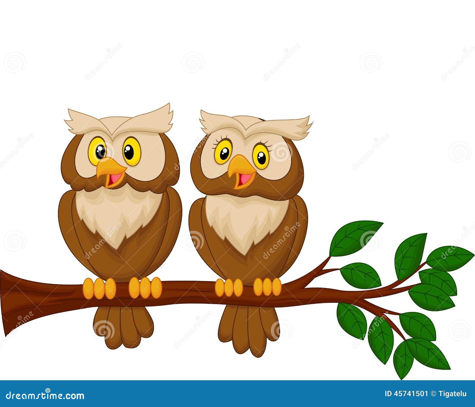 Cute owl couple cartoon stock vector. Illustration of comic - 45741501