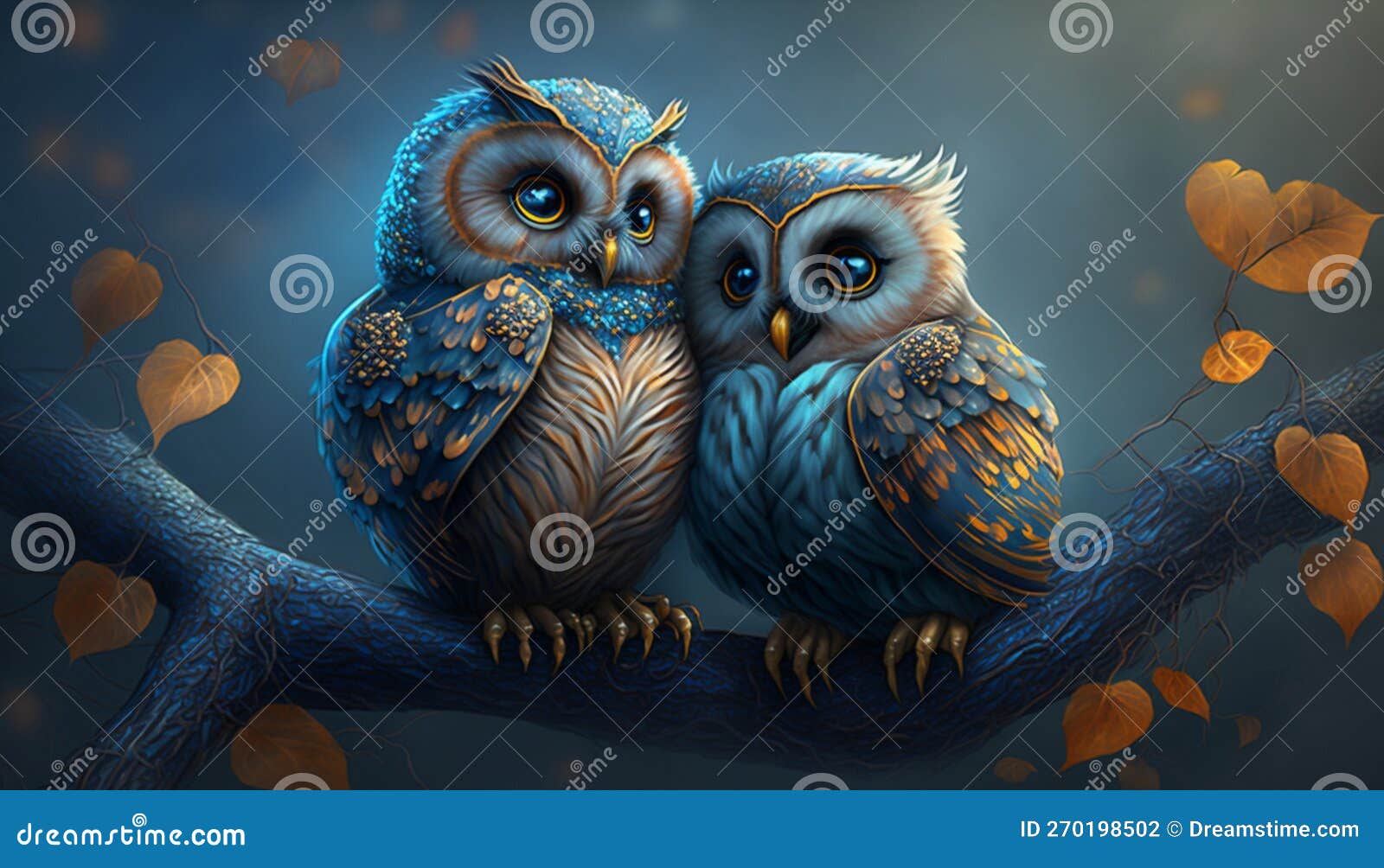 Cute Owl Couple Colorful Illustration Generative AI Stock Illustration ...