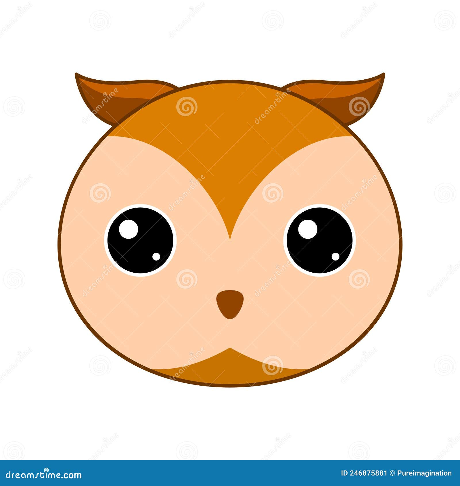 Cute Owl Face Isolated on White Background Stock Vector - Illustration ...