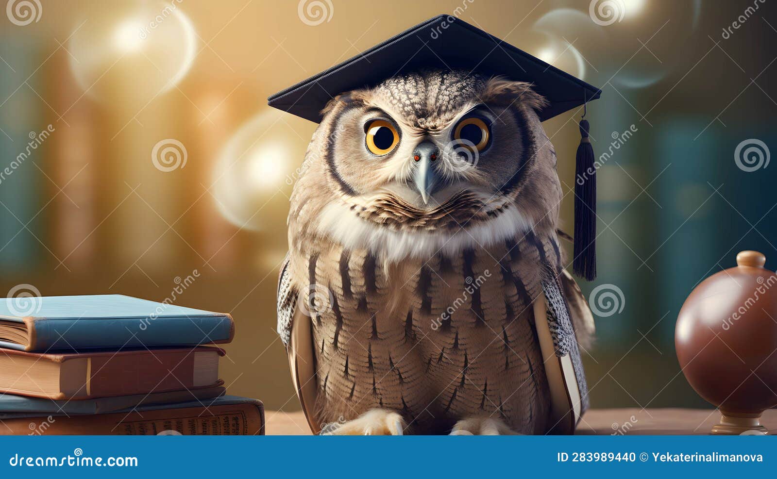 Cute Owl Graduated Student. Stock Illustration - Illustration of trial ...