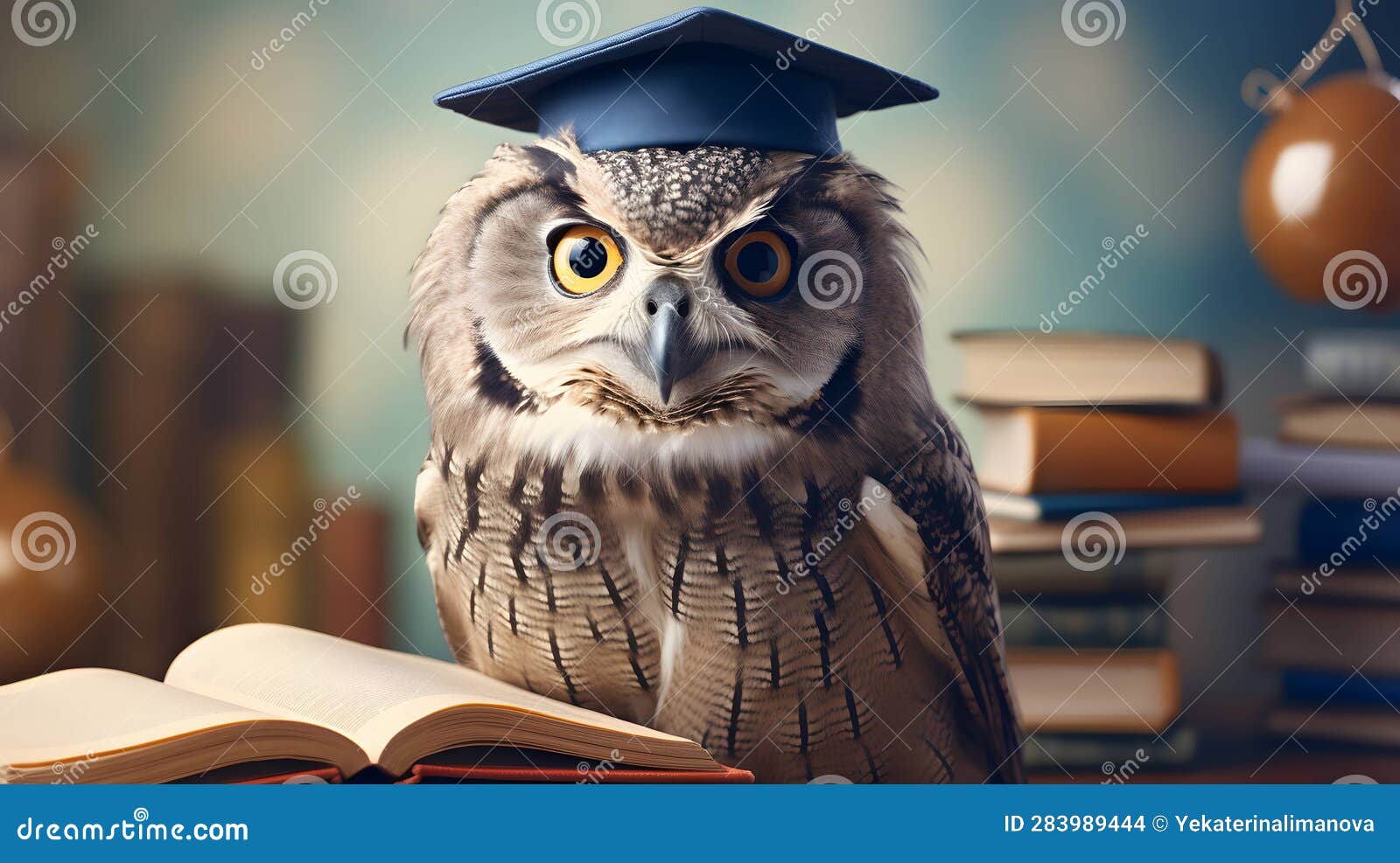 Cute Owl Graduated Student. Stock Illustration - Illustration of trial ...