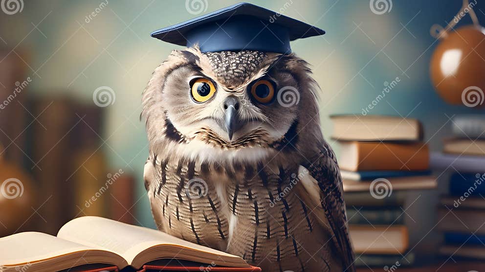 Cute Owl Graduated Student. Stock Illustration - Illustration of trial ...