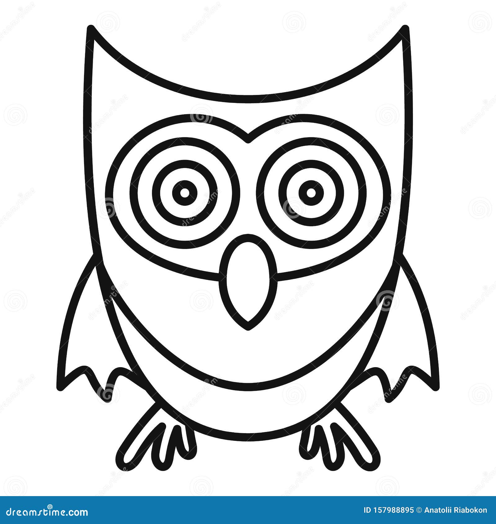 Cute Owl Icon, Outline Style Stock Vector - Illustration of beak, card ...