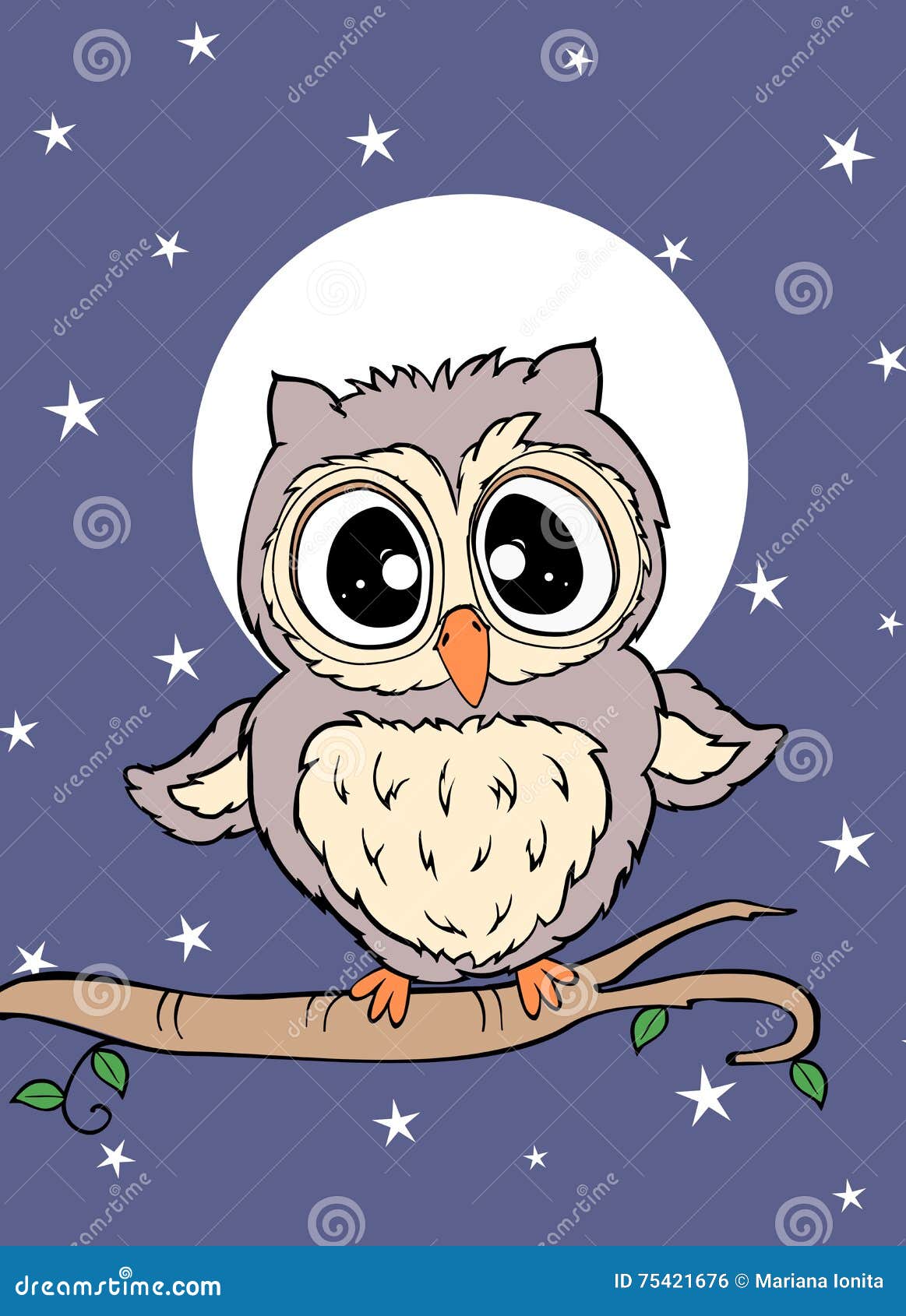 Cute owl illustration card stock vector. Illustration of children ...