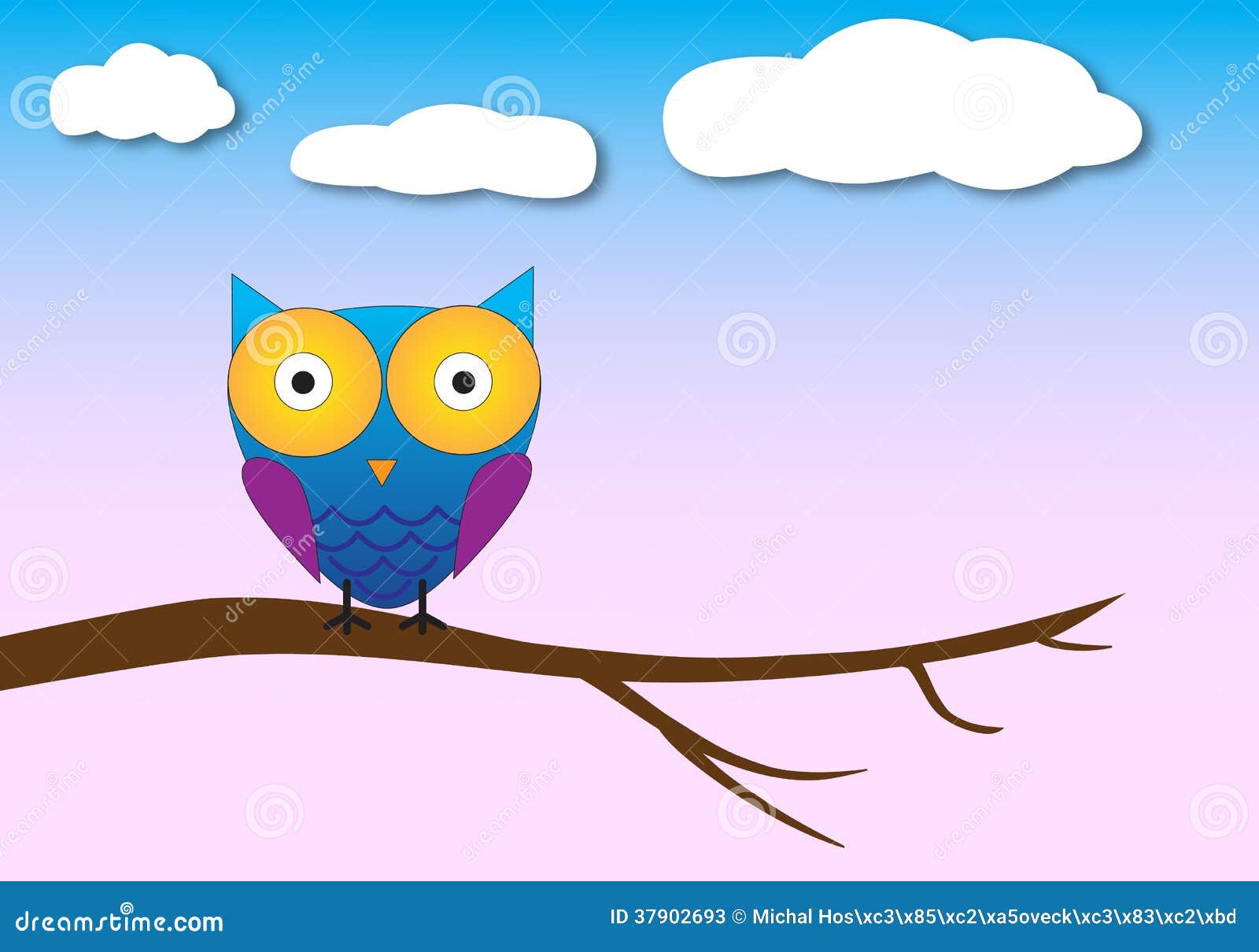 Cute owl night background stock illustration. Illustration of gradient ...