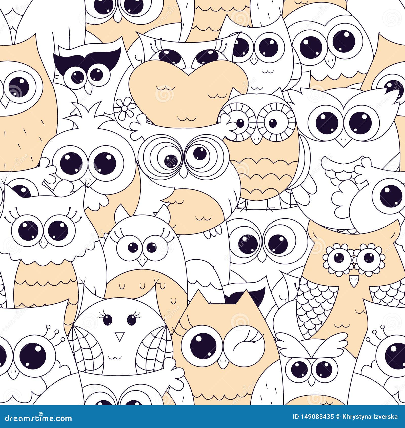 Cute Owl Pattern Illustration. Cute Little Birds Stock Illustration ...