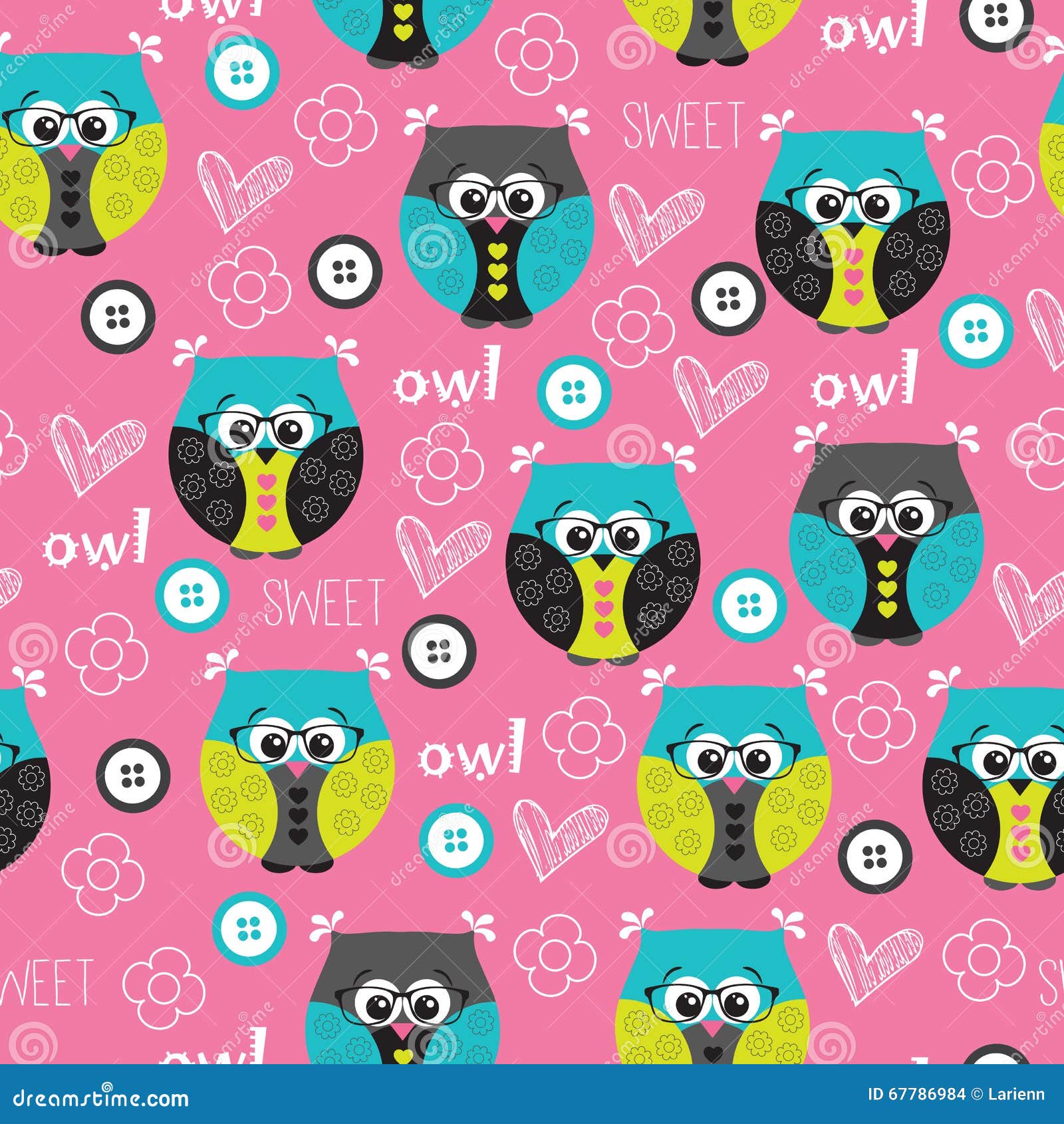 Cute owl pattern vector stock vector. Illustration of childish - 67786984