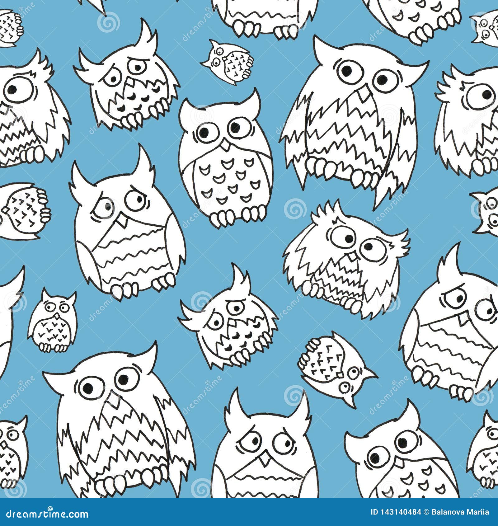 Cute Owl Pattern. White Owls for Print Stock Illustration ...