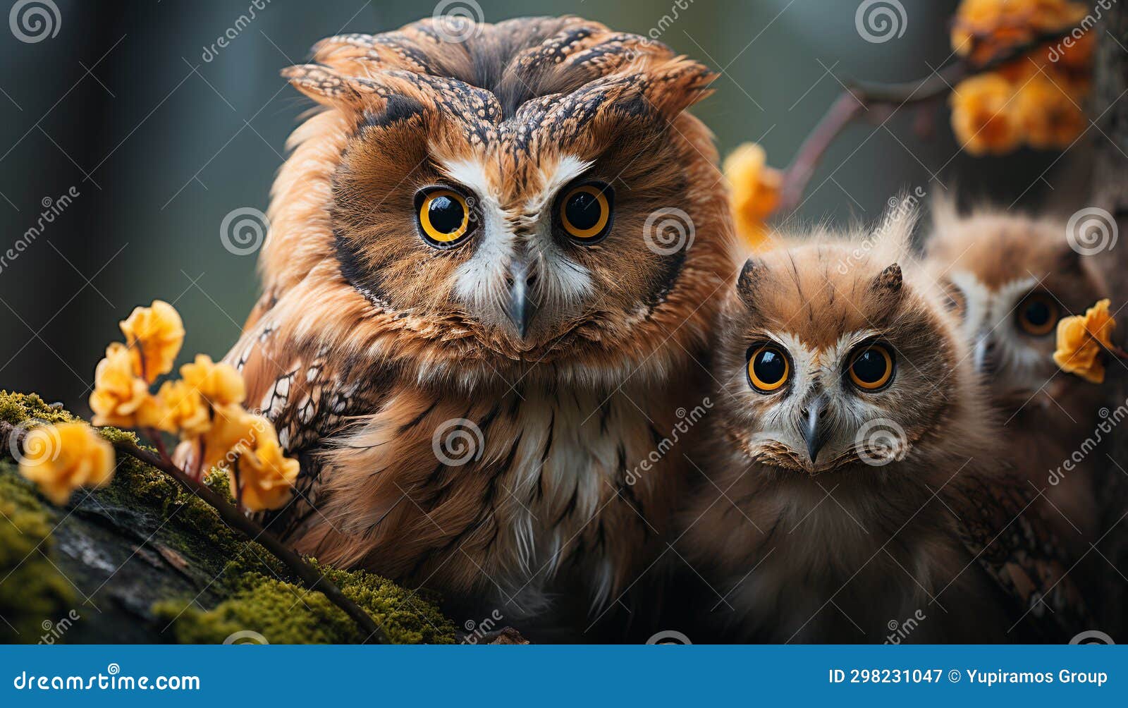 Cute Owl Perching on Branch, Staring at Camera in Forest Generated by ...
