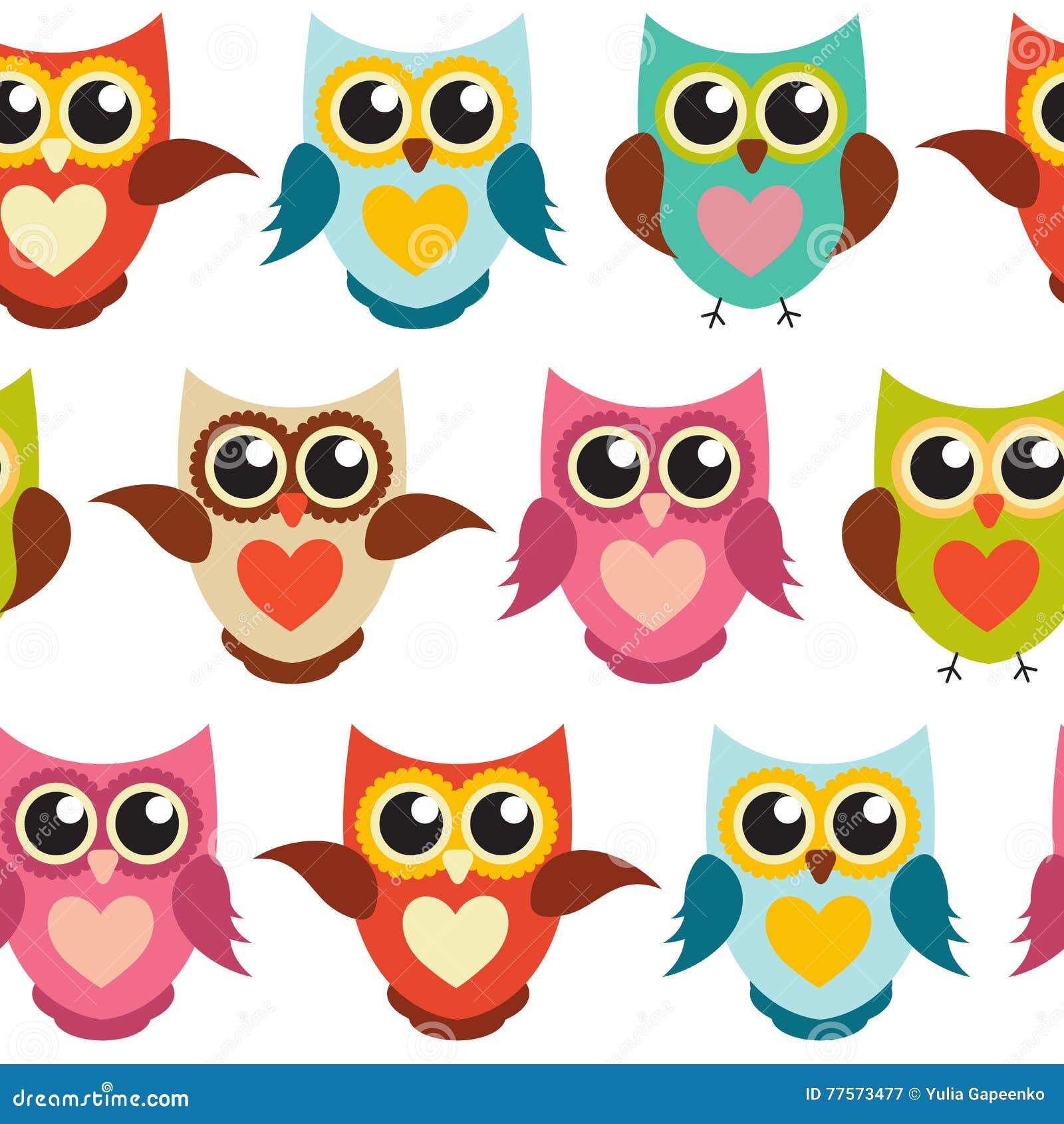 Cute Owl Seamless Pattern Background Vector Illustration Stock Vector ...