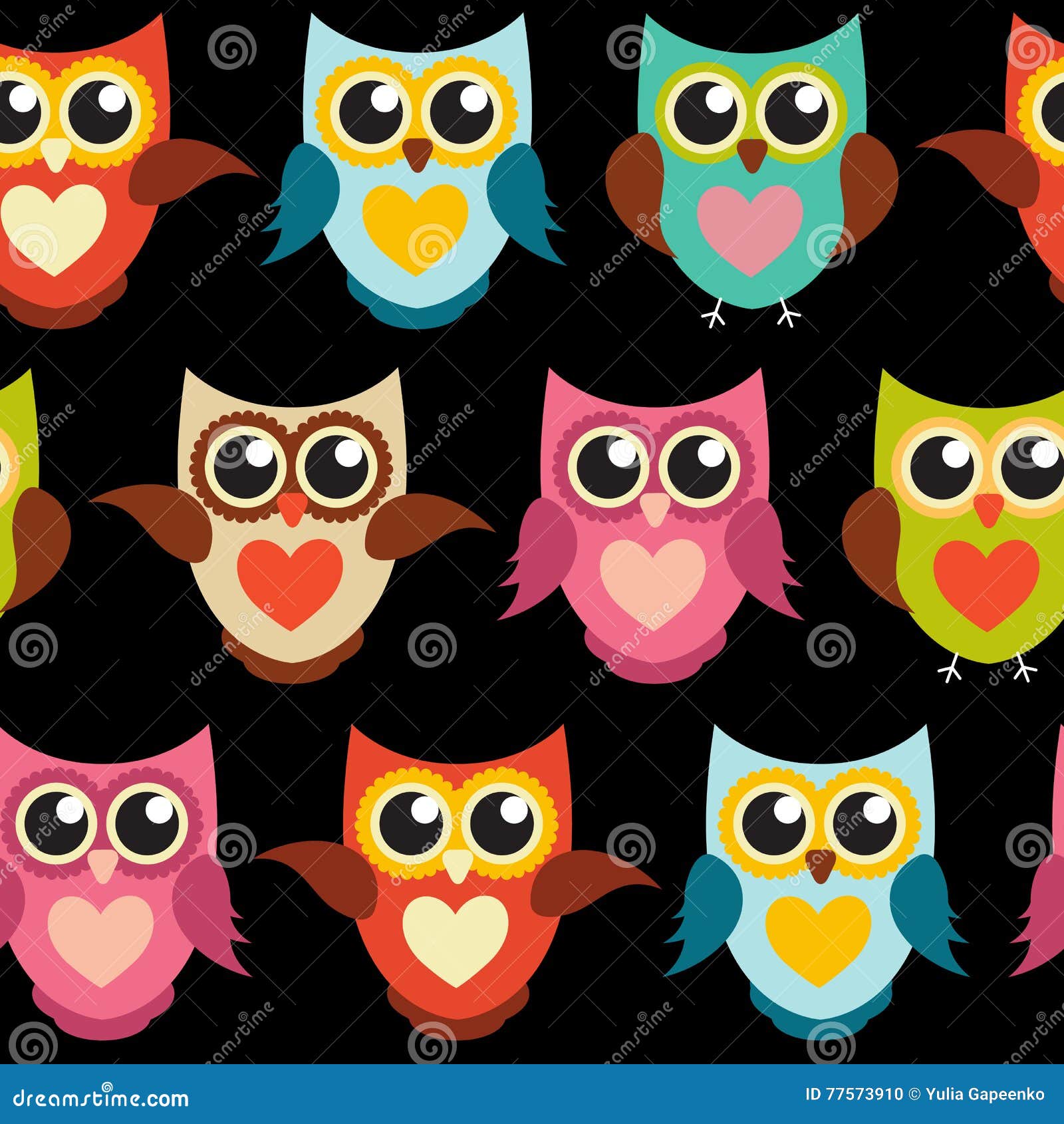 Cute Owl Seamless Pattern Background Vector Illustration Stock Vector ...