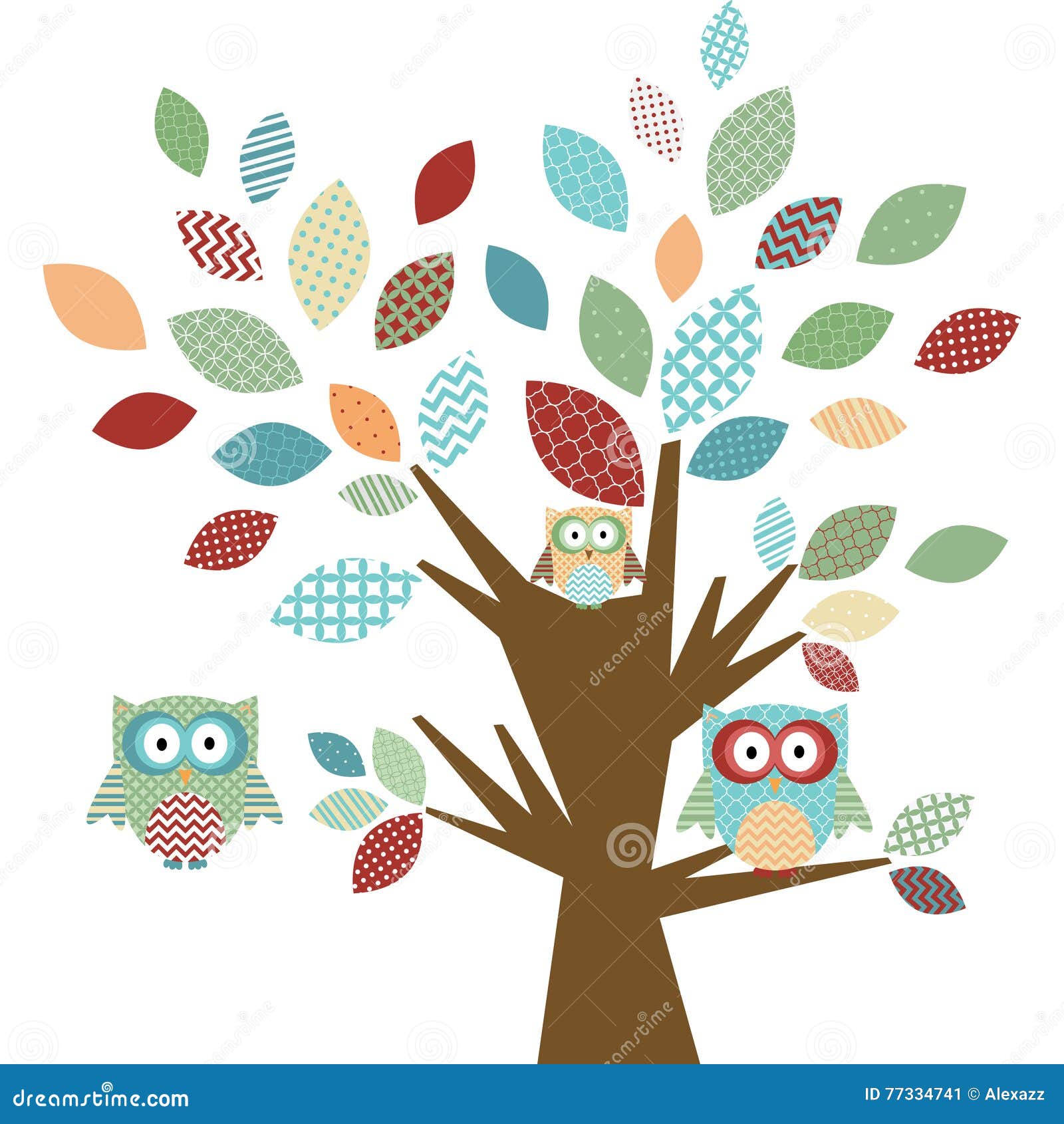 Cute Owl and Tree stock vector. Illustration of girl - 77334741