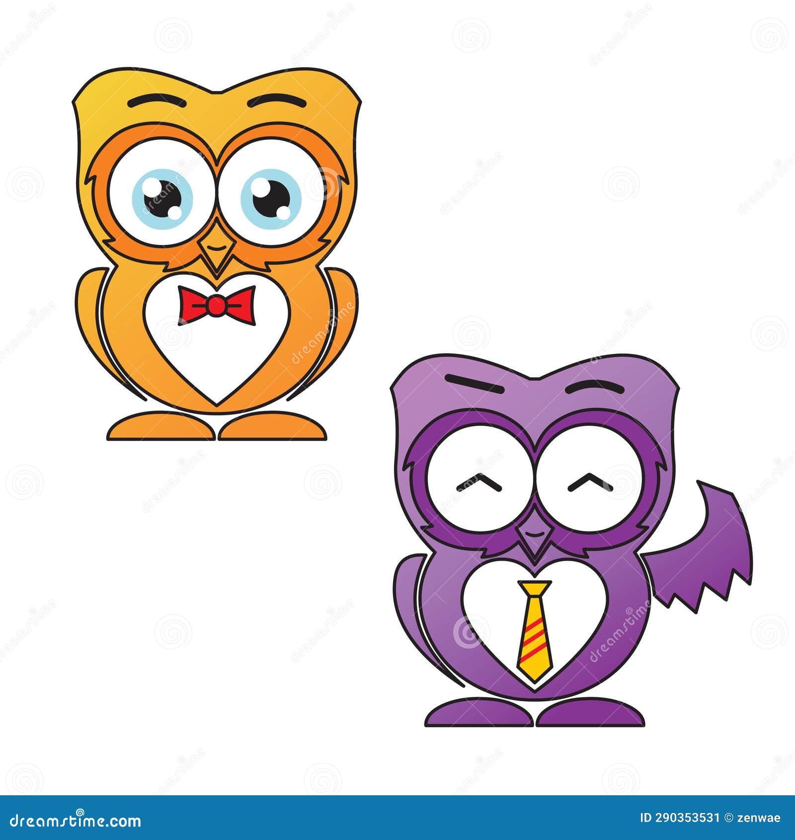 Cute Owls Character design stock vector. Illustration of happy - 290353531