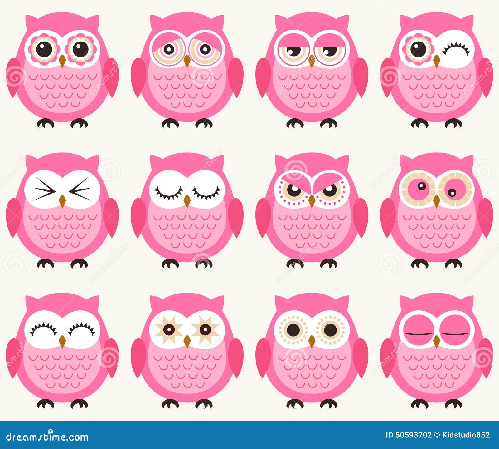 Cute owls set stock vector. Illustration of expression - 50593702