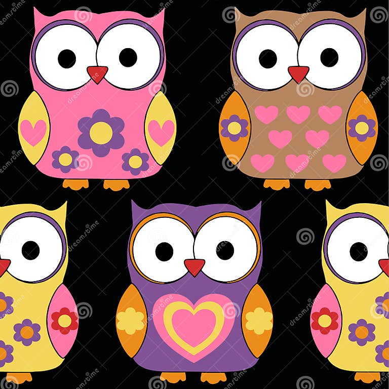 Cute Owls Surface Pattern Vector, Owls Repeat Pattern for Textile ...