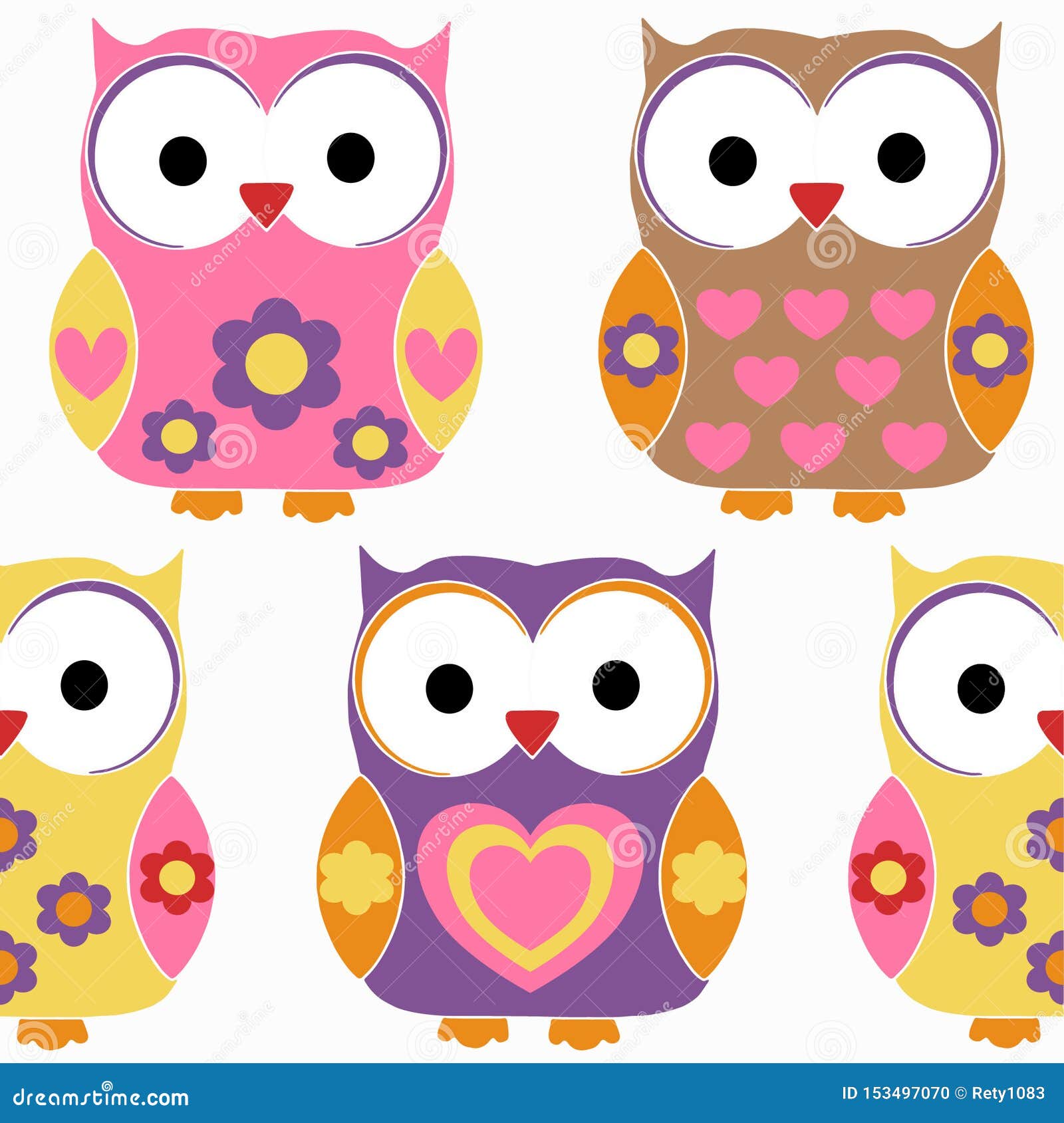 Cute Owls Surface Pattern Vector, Owls Repeat Pattern for Textile ...