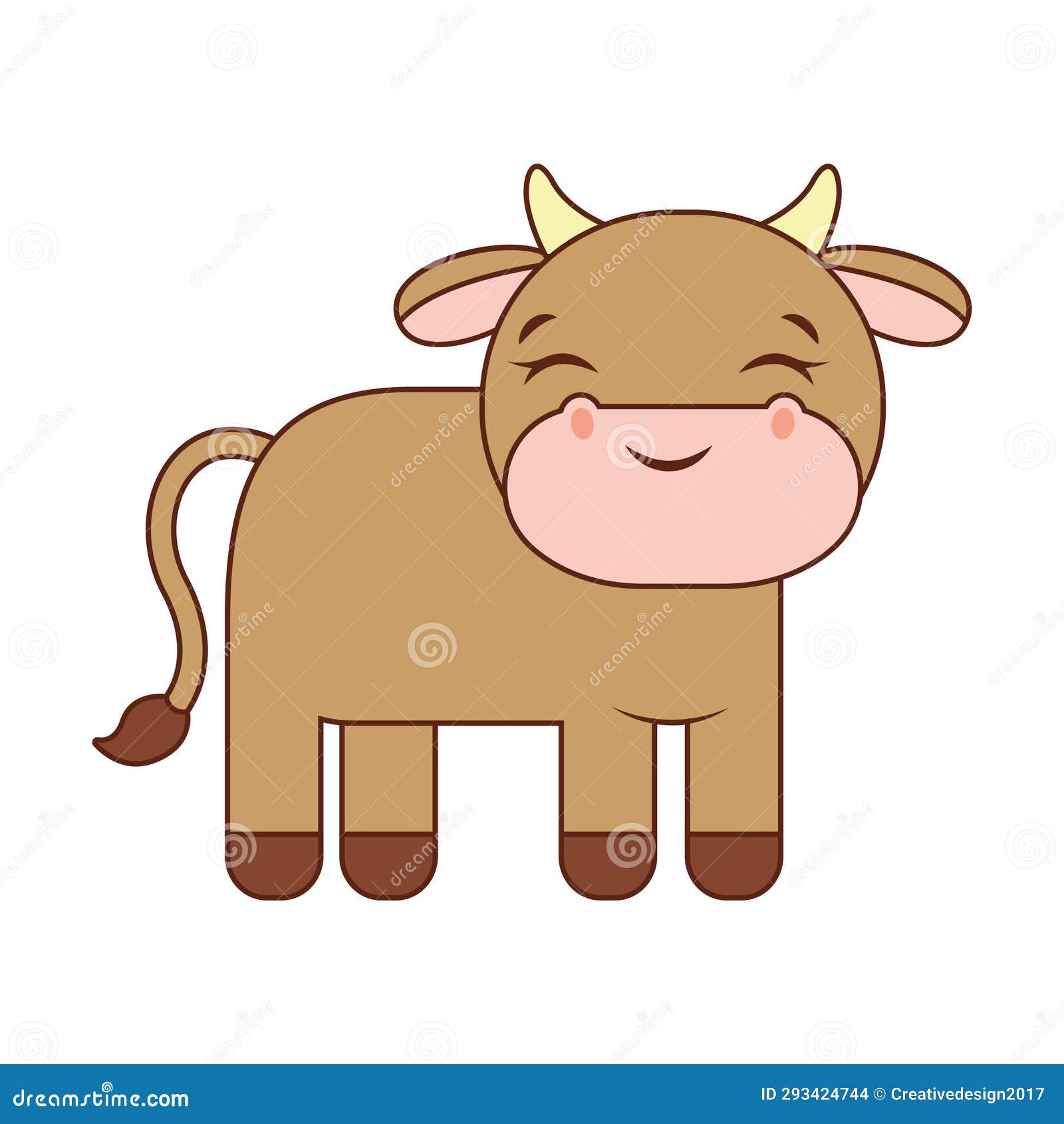 Cute ox in cartoon stock illustration. Illustration of domestic - 293424744