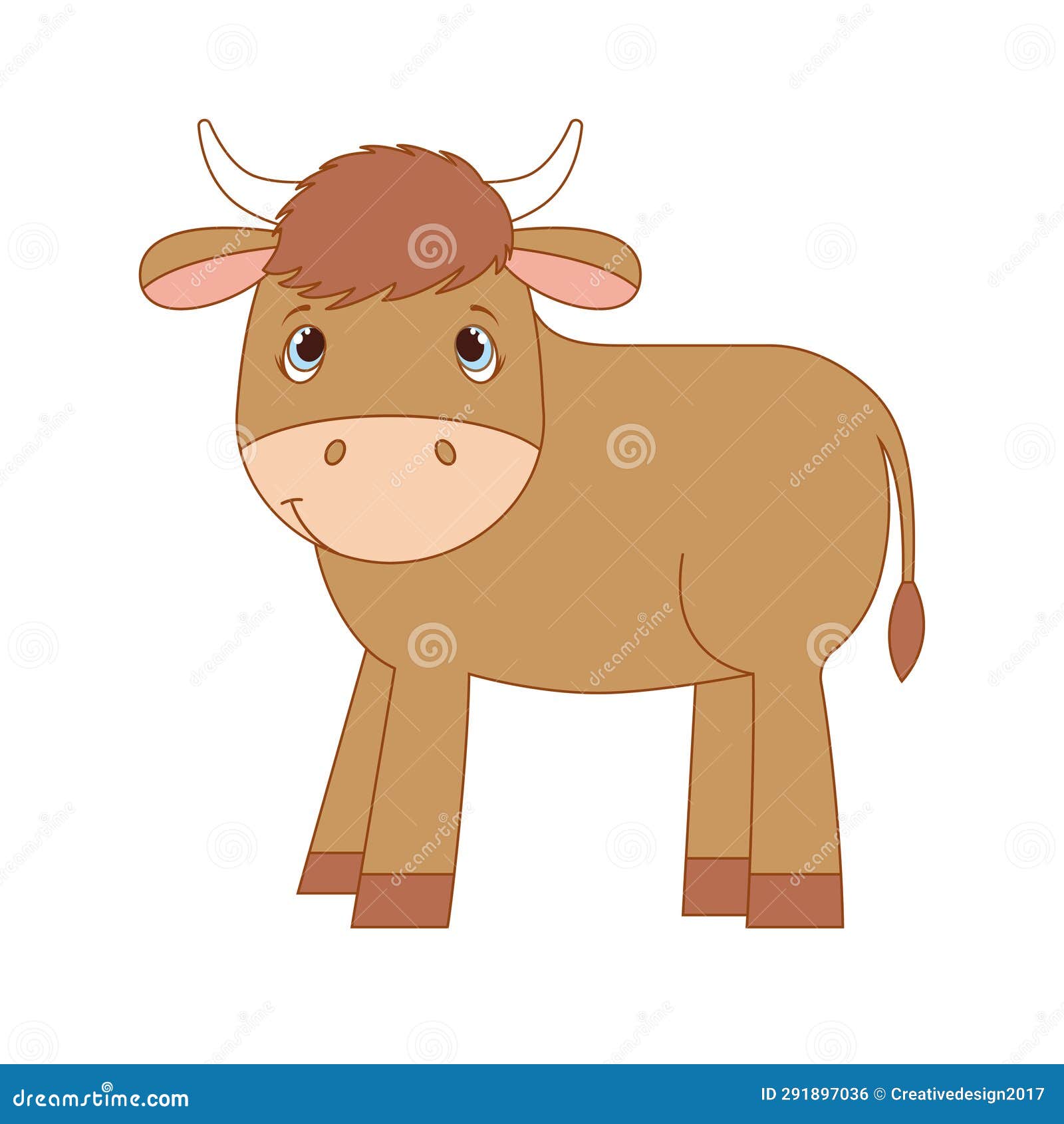 Cute ox cartoon vector stock illustration. Illustration of baby - 291897036