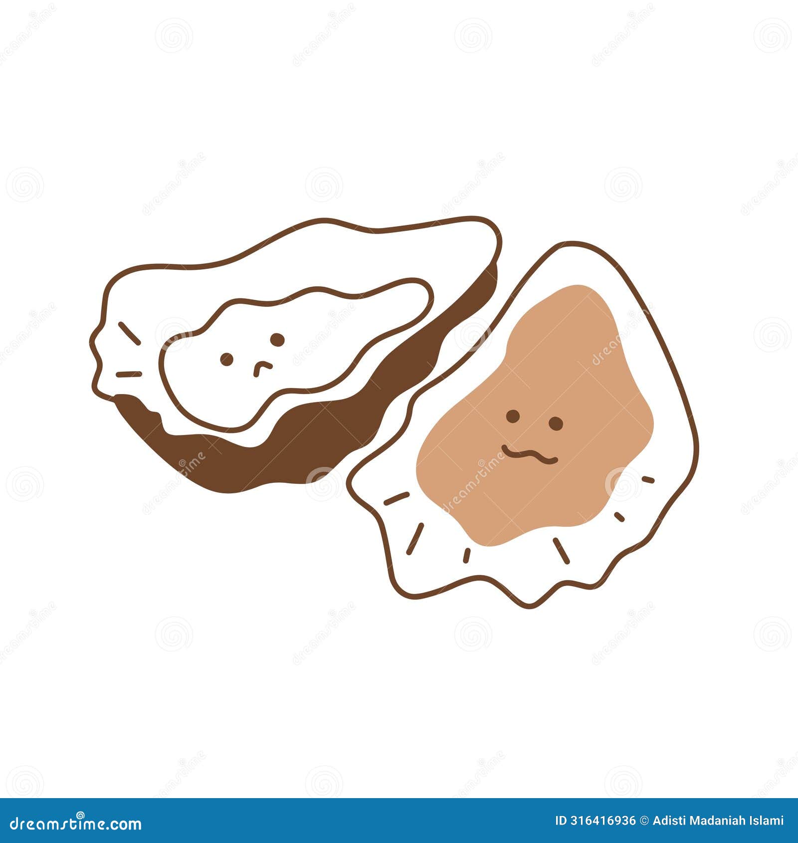 Cute Oyster Emoji Vector - Funny Brown Shell Graphic for Creatives ...