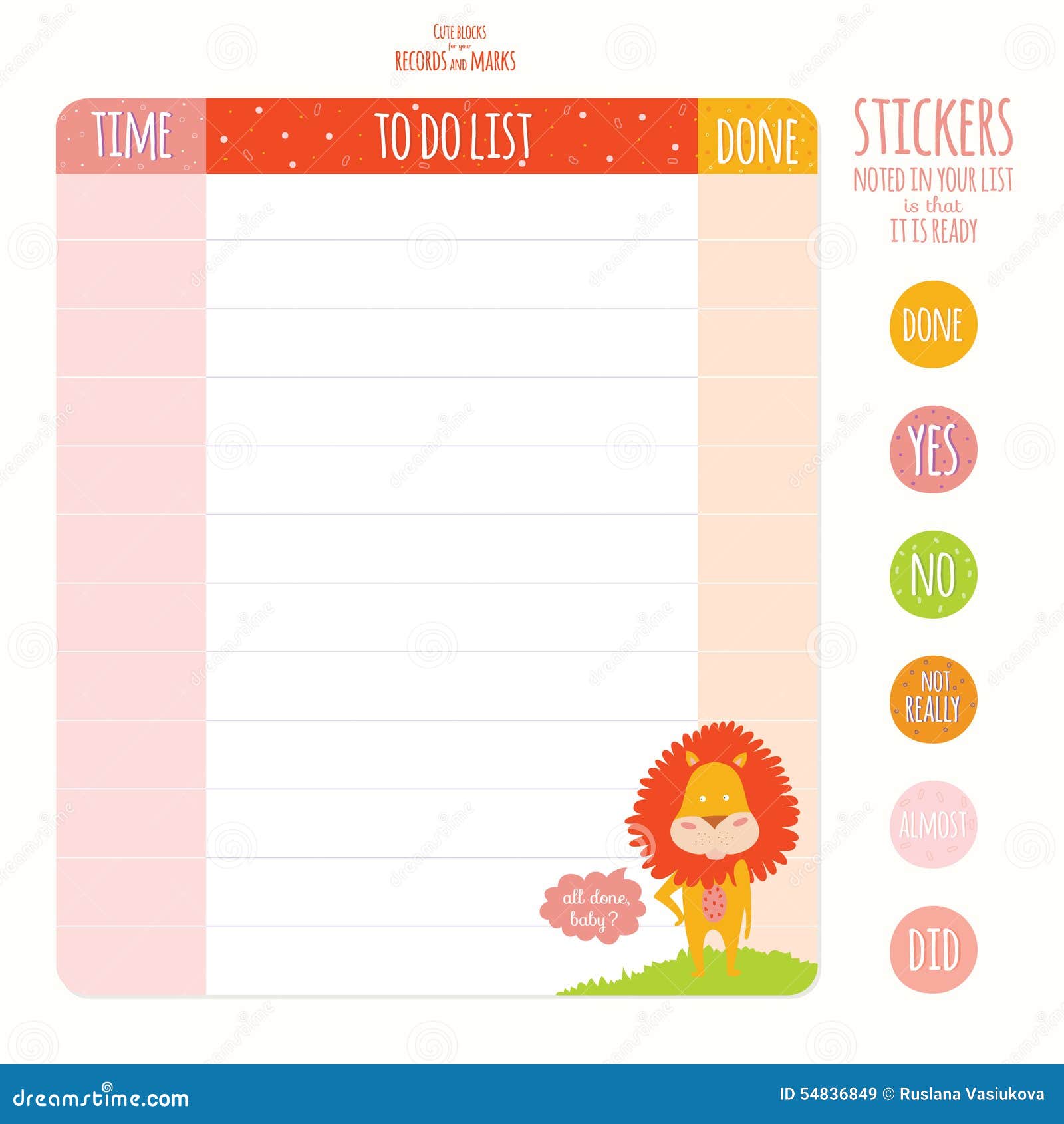 Cute Page for Notes with Animals Illustrations Stock Vector ...