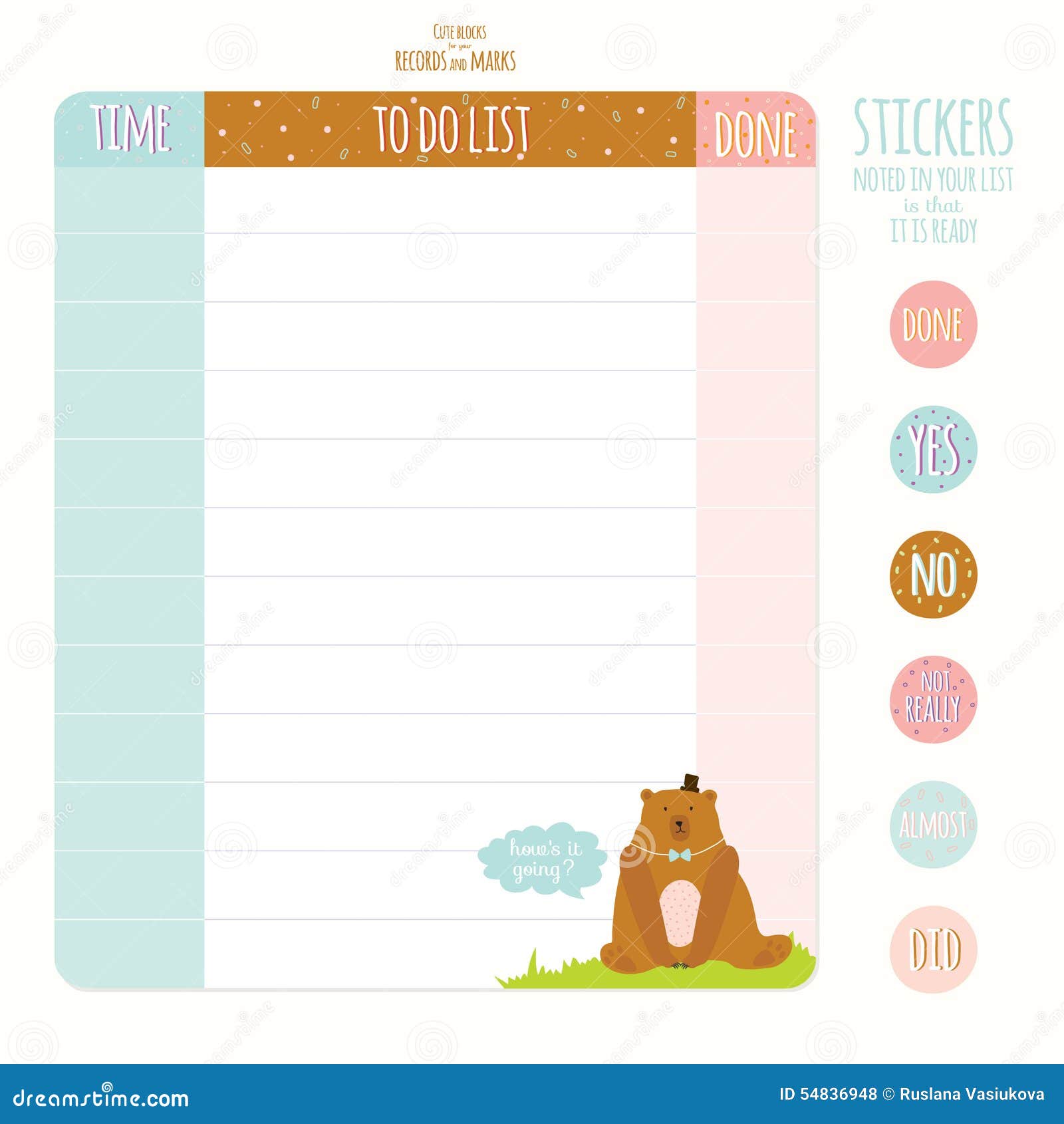 Cute Page for Notes with Animals Illustrations Stock Vector ...