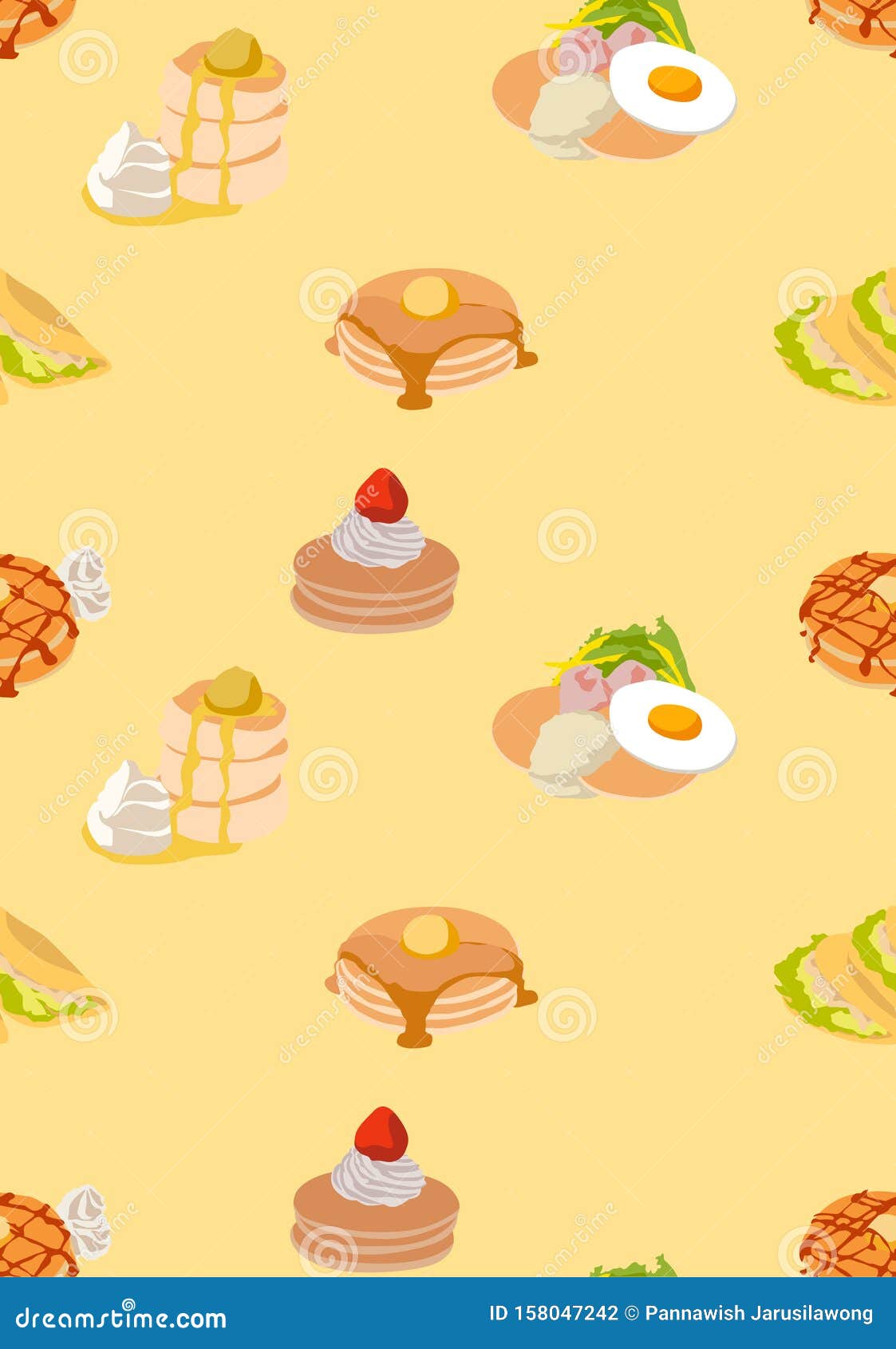 Pancake Pattern Seamless. Vector Illustration Isolated On White ...