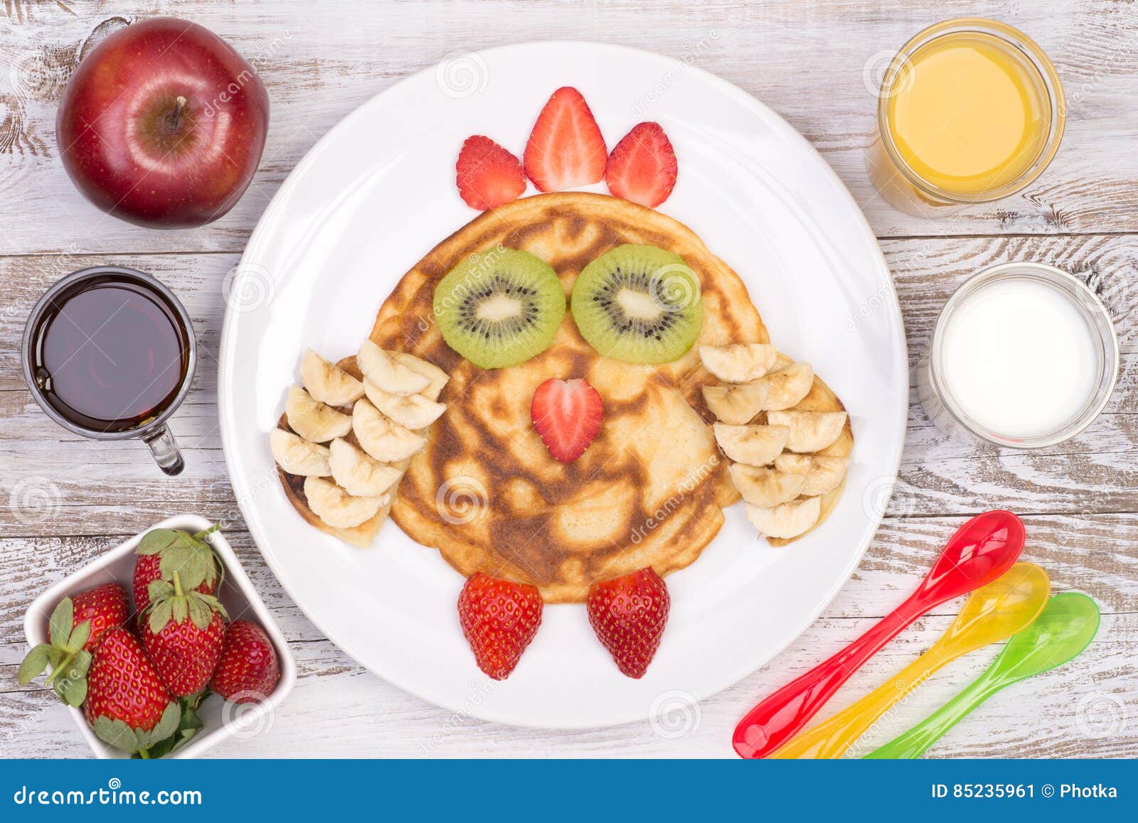 Cute Pancake in Shape of a Bird Stock Image - Image of view, decoration ...