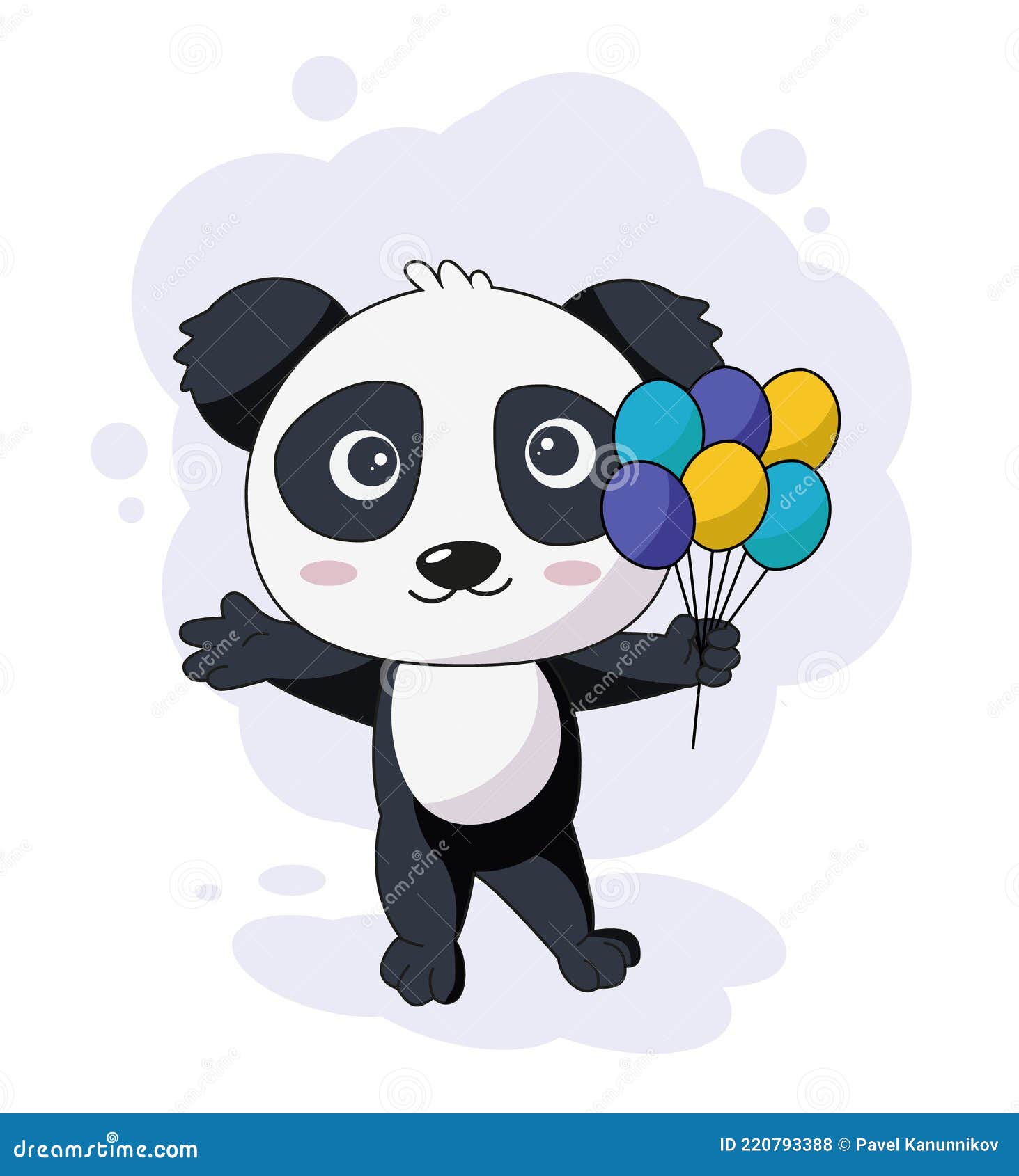Cute Panda with Balloons Vector Illustration Stock Vector ...