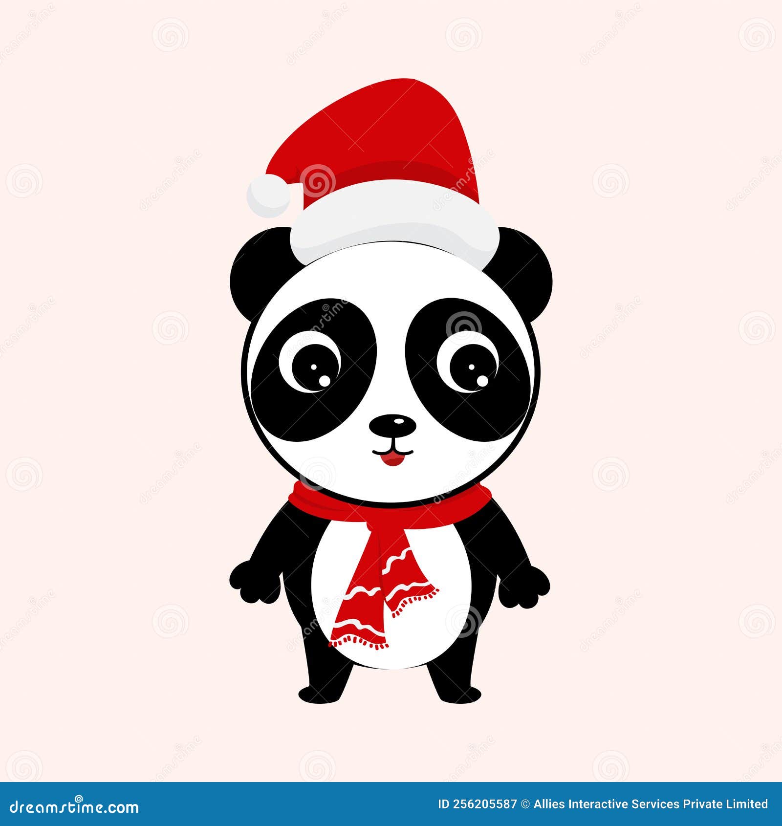 Cute Panda Bear As Santa on White Stock Illustration - Illustration of ...