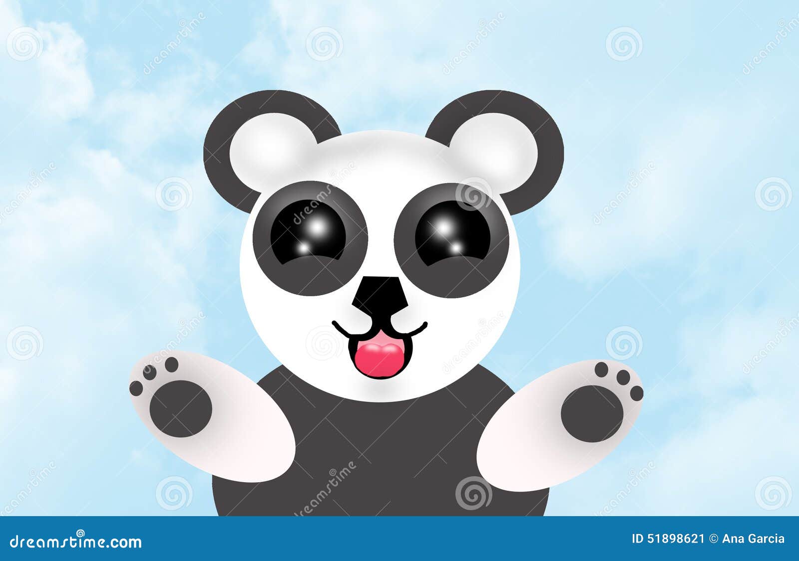 Cute panda bear heaven stock illustration. Illustration of panda - 51898621
