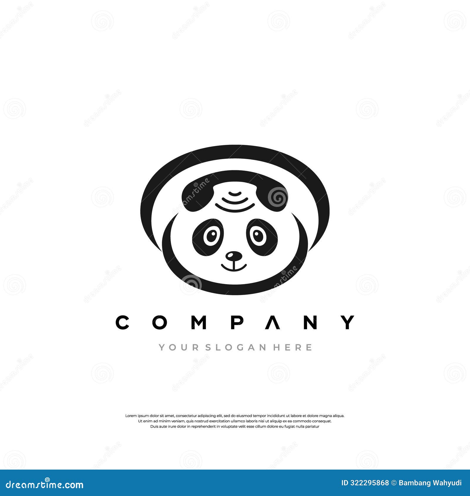 A Cute Panda Bear Logo Design Template Stock Vector - Illustration of ...