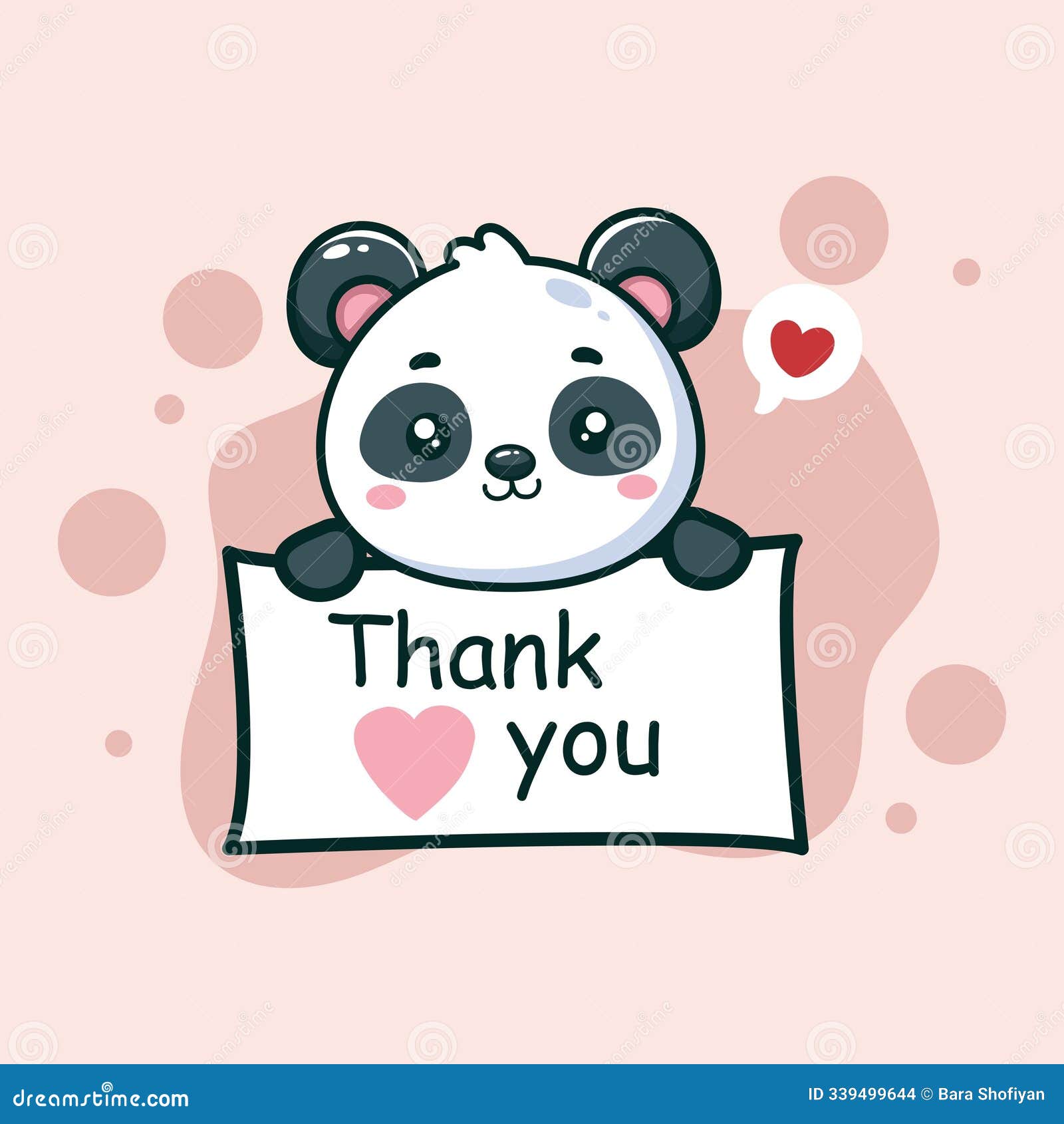 Cute Panda Bear with Message Thank You. Vector Illustration Stock ...