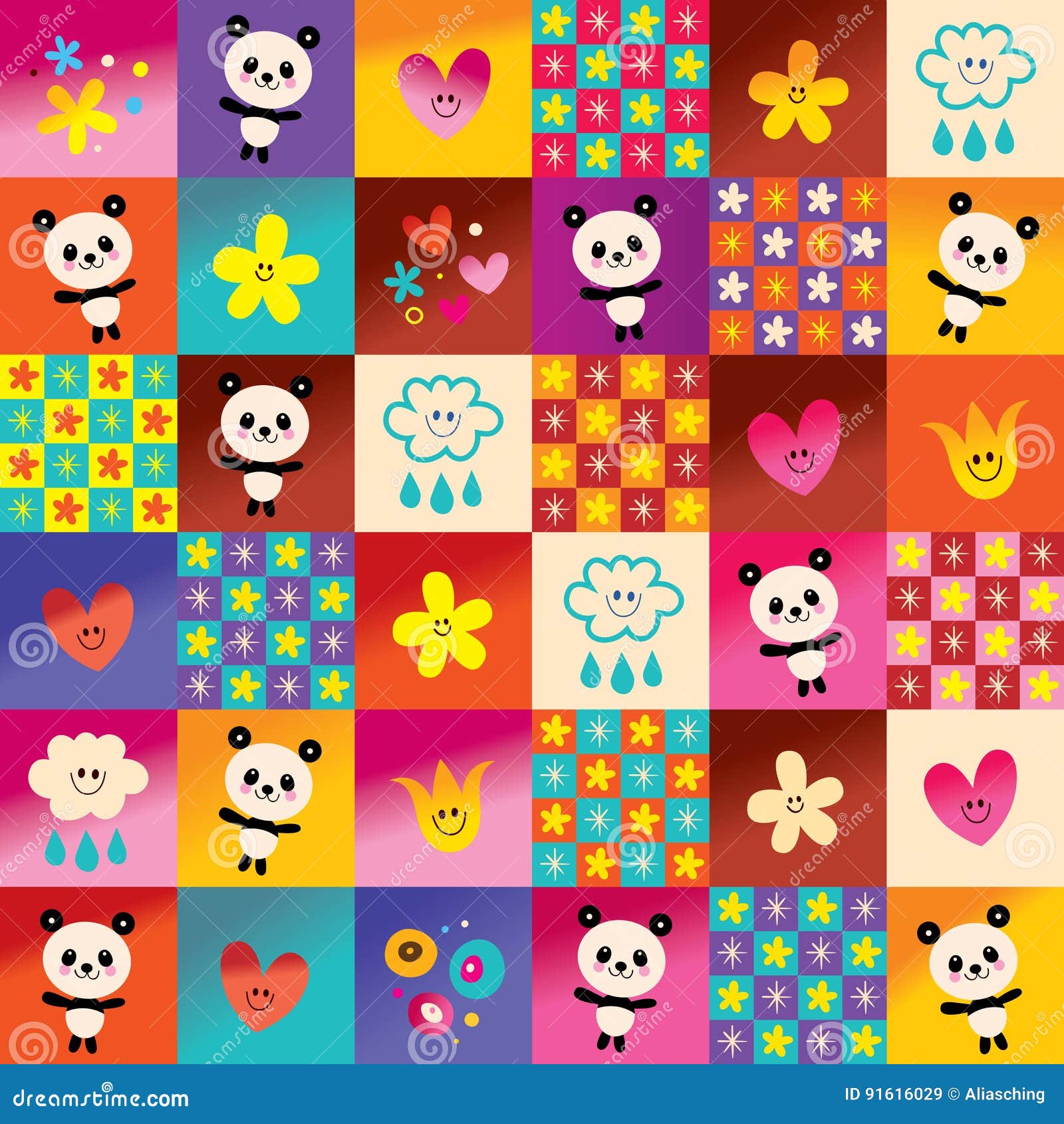 Panda Bears Cute Animals Numbers With Cartoon Baby Illustrations ...
