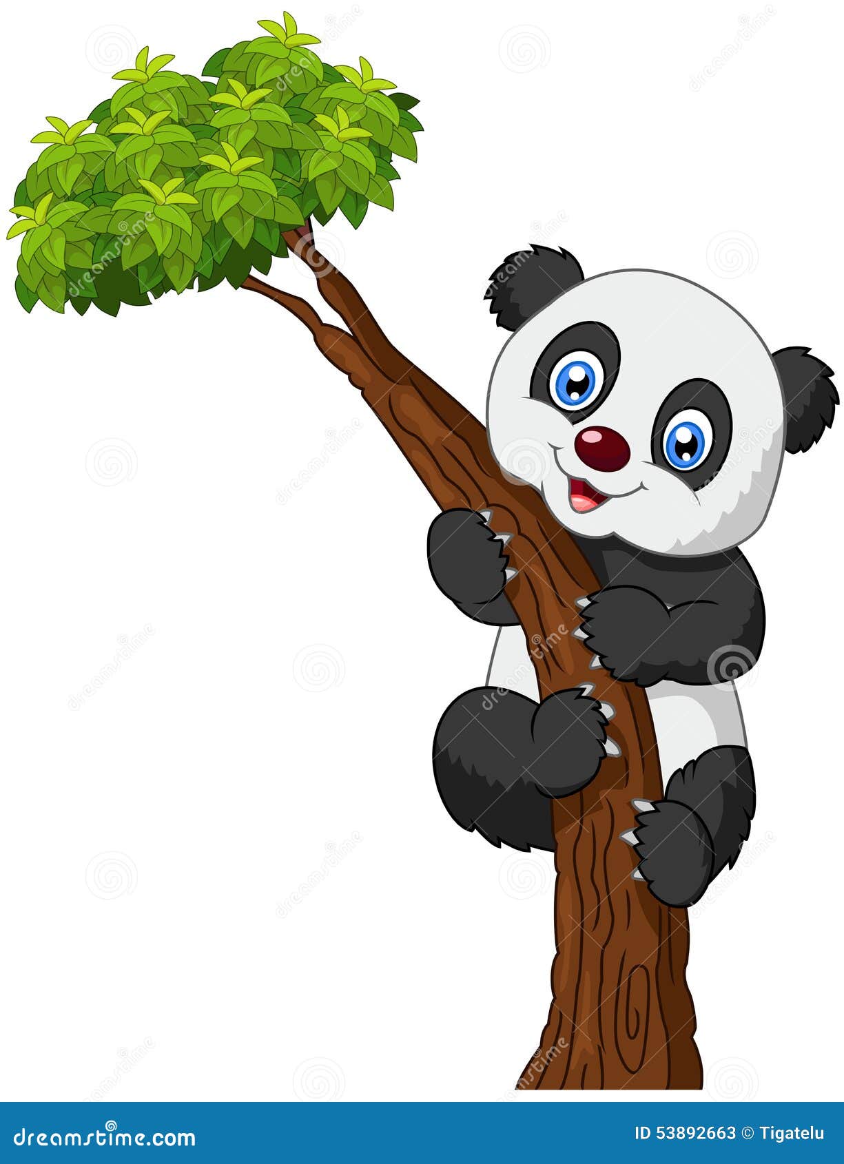 Cute Panda Cartoon Climbing Tree | CartoonDealer.com #53892663