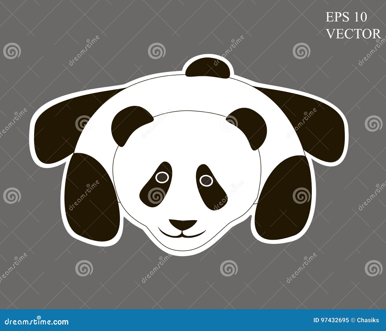Cute Panda Cartoon on Grey Background. Editable Stock Vector ...